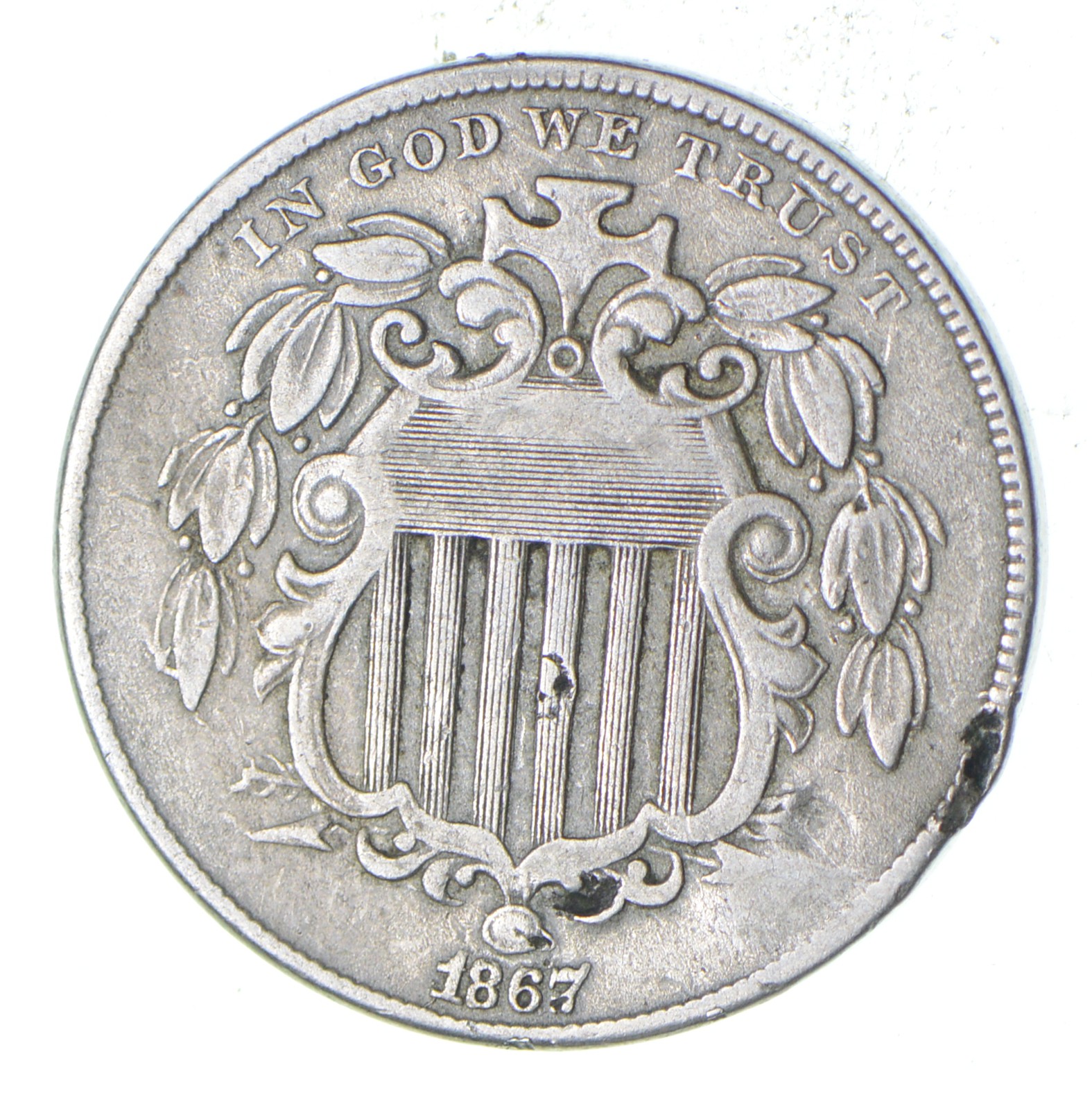 RARE - First US Nickel - 1867 - Shield Nickel - US Type Coin - Rare in ...