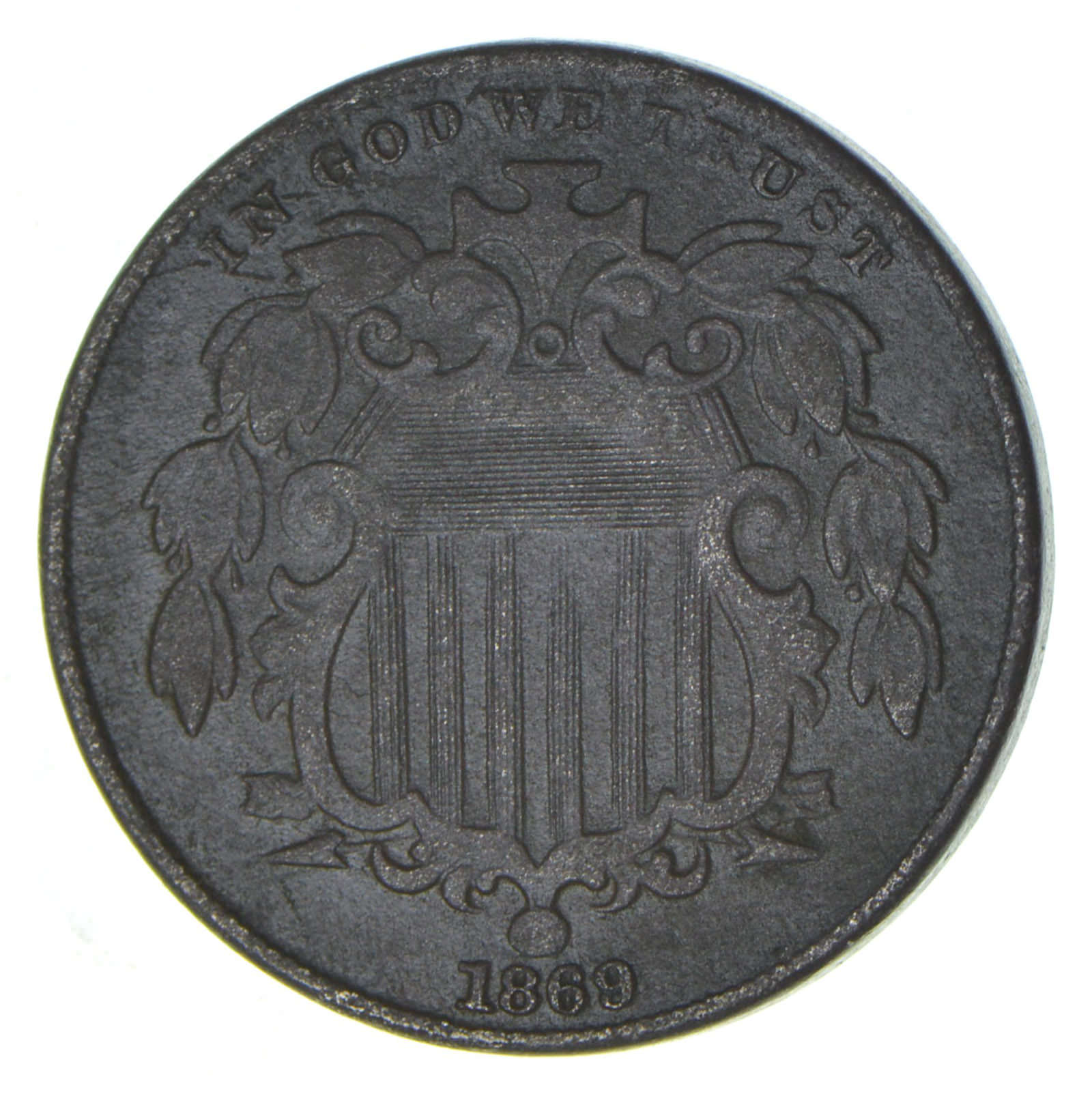 RARE - First US Nickel - 1869 - Shield Nickel - US Type Coin - Rare in ...