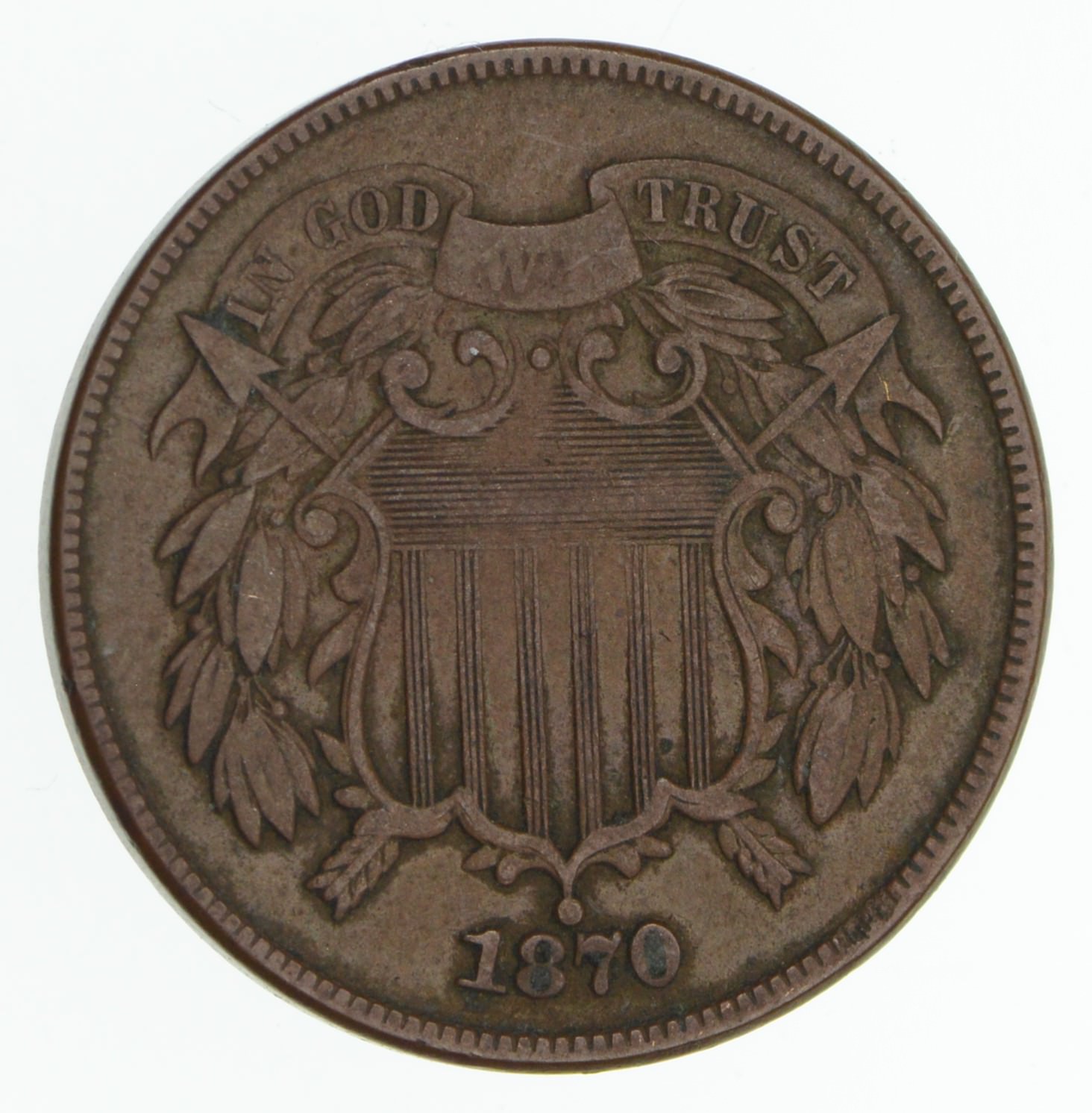 RARE - Higher Grade **TWO CENT** 1870 US TWO 2 Cent Piece - Very Tough ...