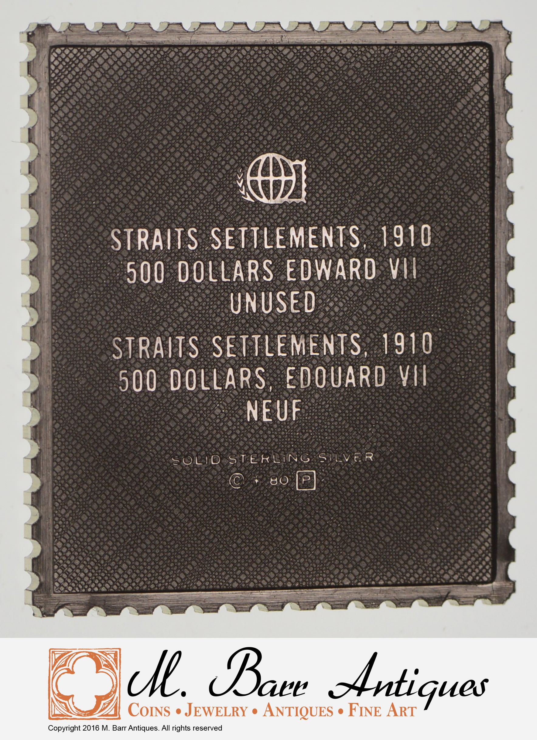 Rare - Historic Stamp Sterling Silver Medallion 14.3 Grams | Property Room