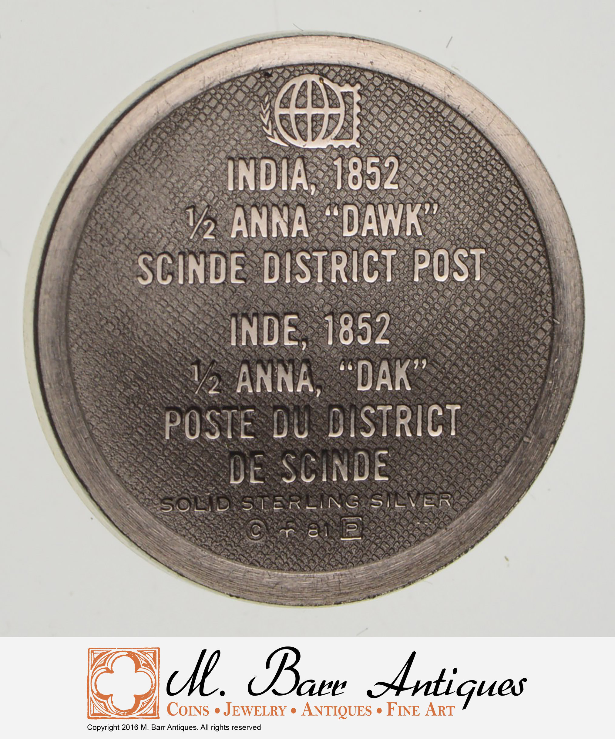 Rare - Historic Stamp Sterling Silver Medallion 6.2 Grams | Property Room