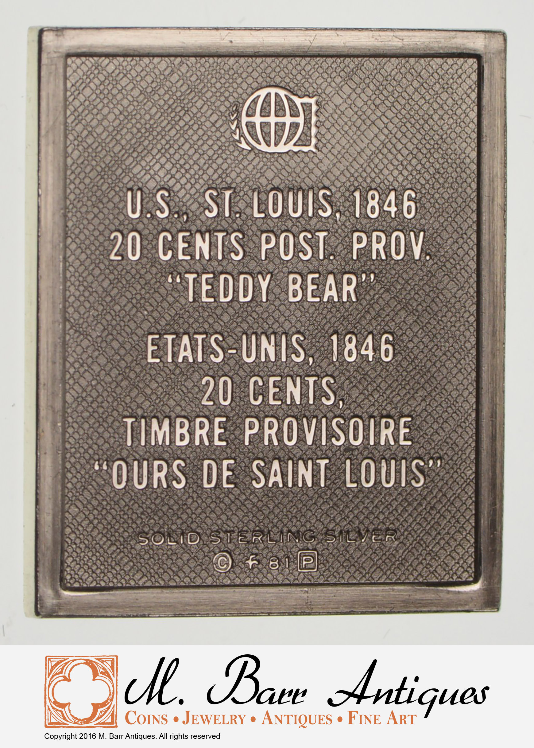 Rare - Historic Stamp Sterling Silver Medallion 8.9 Grams | Property Room