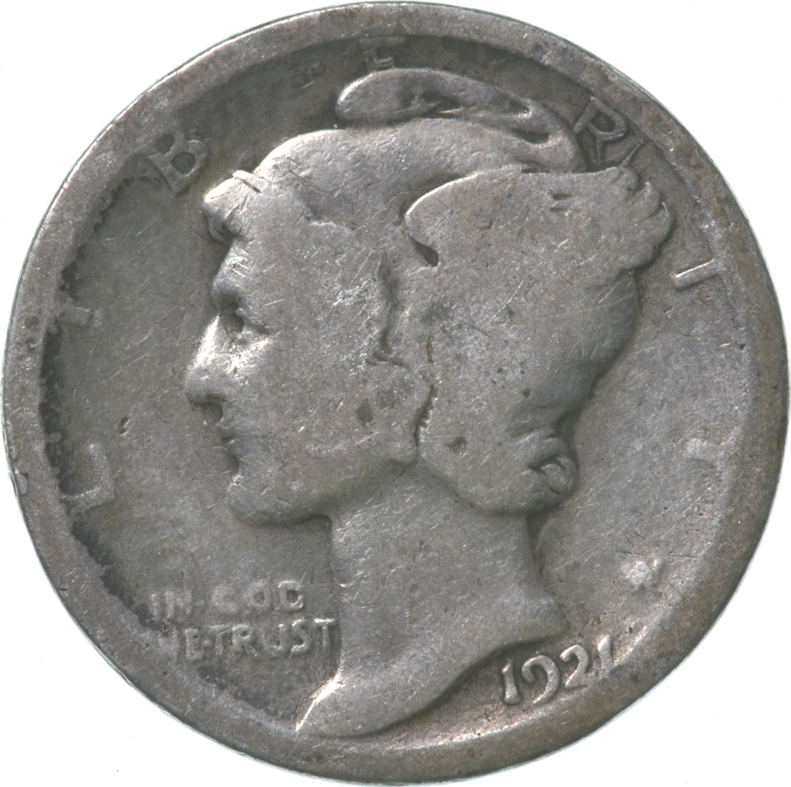 Rare - Key Date 1921 Mercury Silver Dime - Low Mintage | Property Room