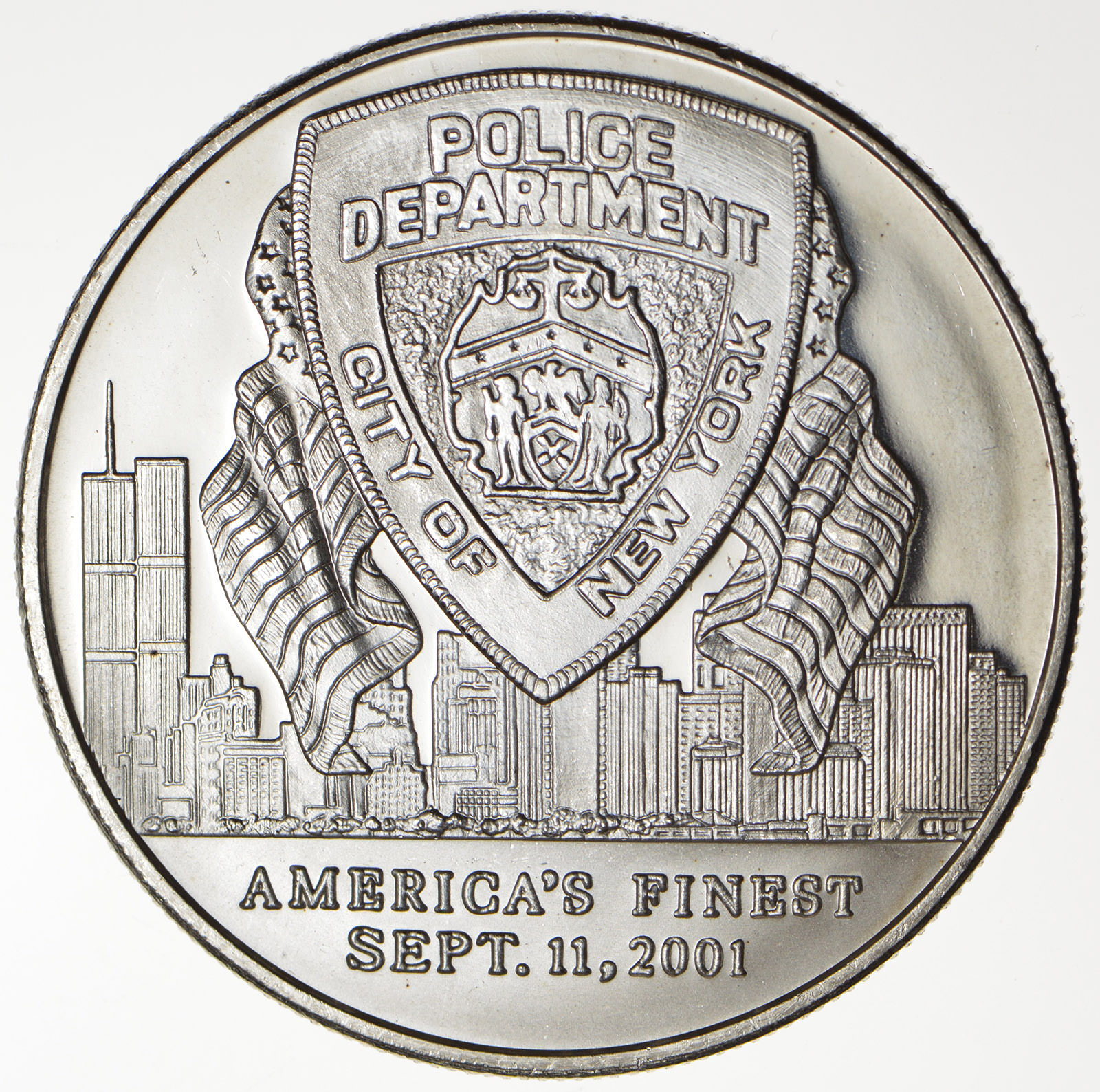 Rare Limited Edition - 1 Oz Silver Sept. 11, 2001 NYPD Round - .999 ...