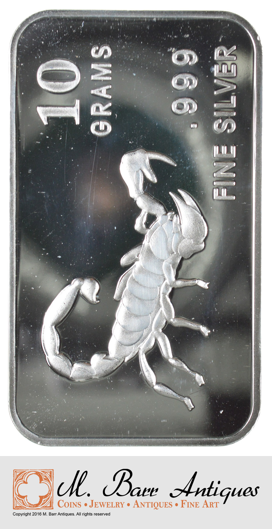 Rare Limited Edition .999 Fine Silver Scorpion Commemorative Bar 10 ...