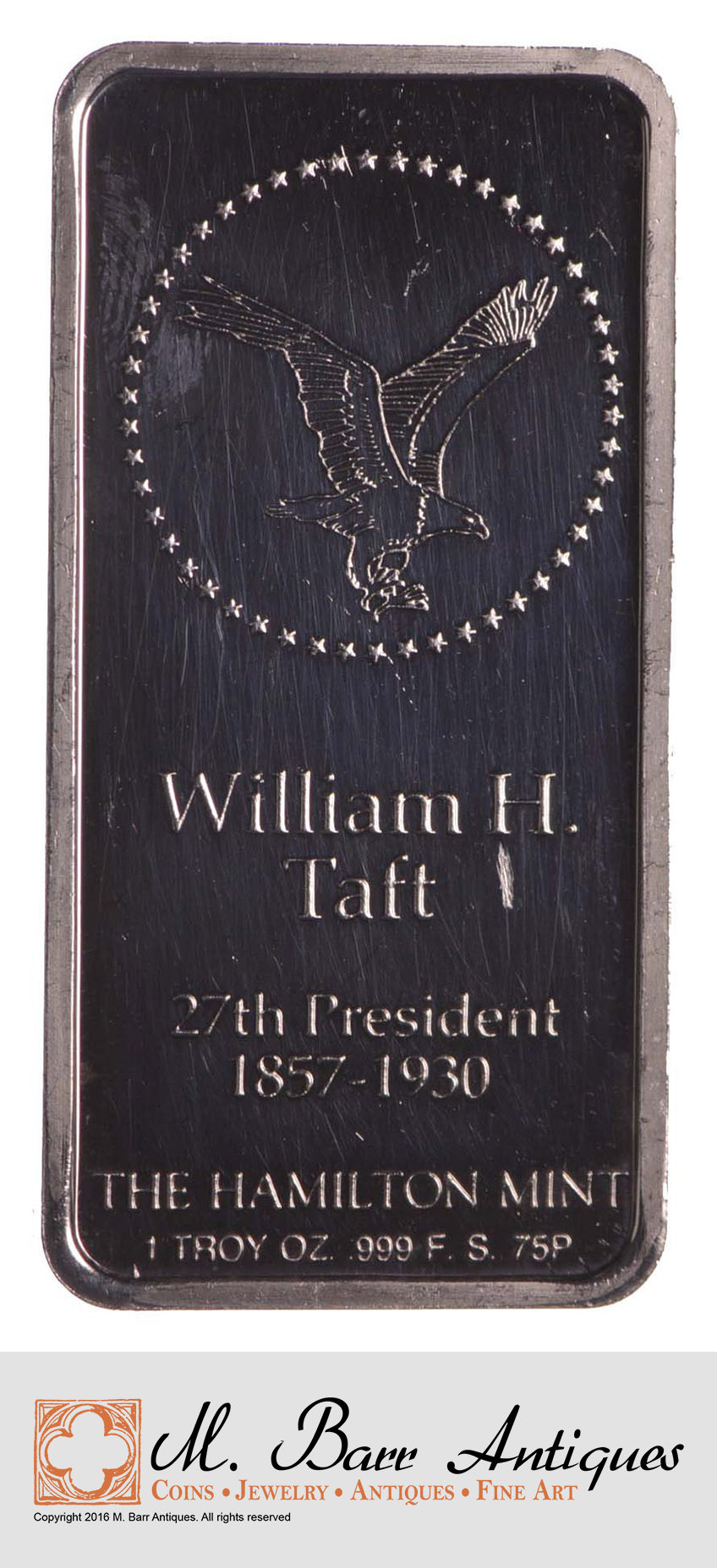 Rare - Limited Edition Presidential Cameos - Hamilton MInt - 1 Troy Oz ...