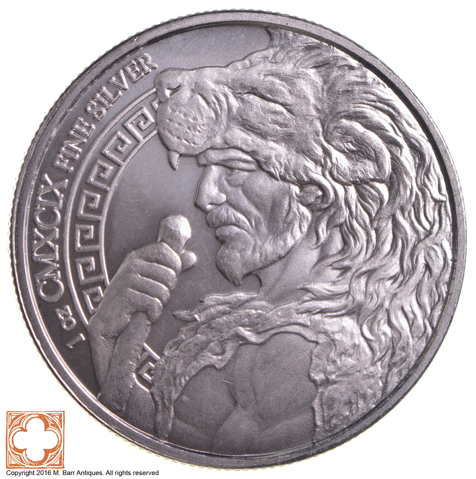 Rare Silver 1 Troy OZ. Hercules & Cerberus Round .999 Fine Silver ...