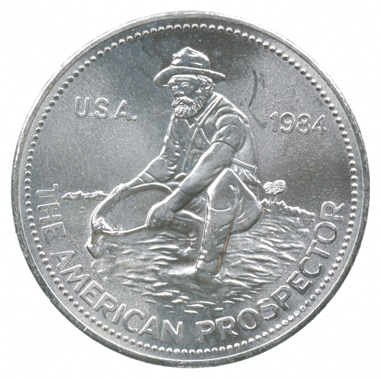 Rare Silver 1 Troy Oz. The American Prospector Silver Round.999 Fine ...