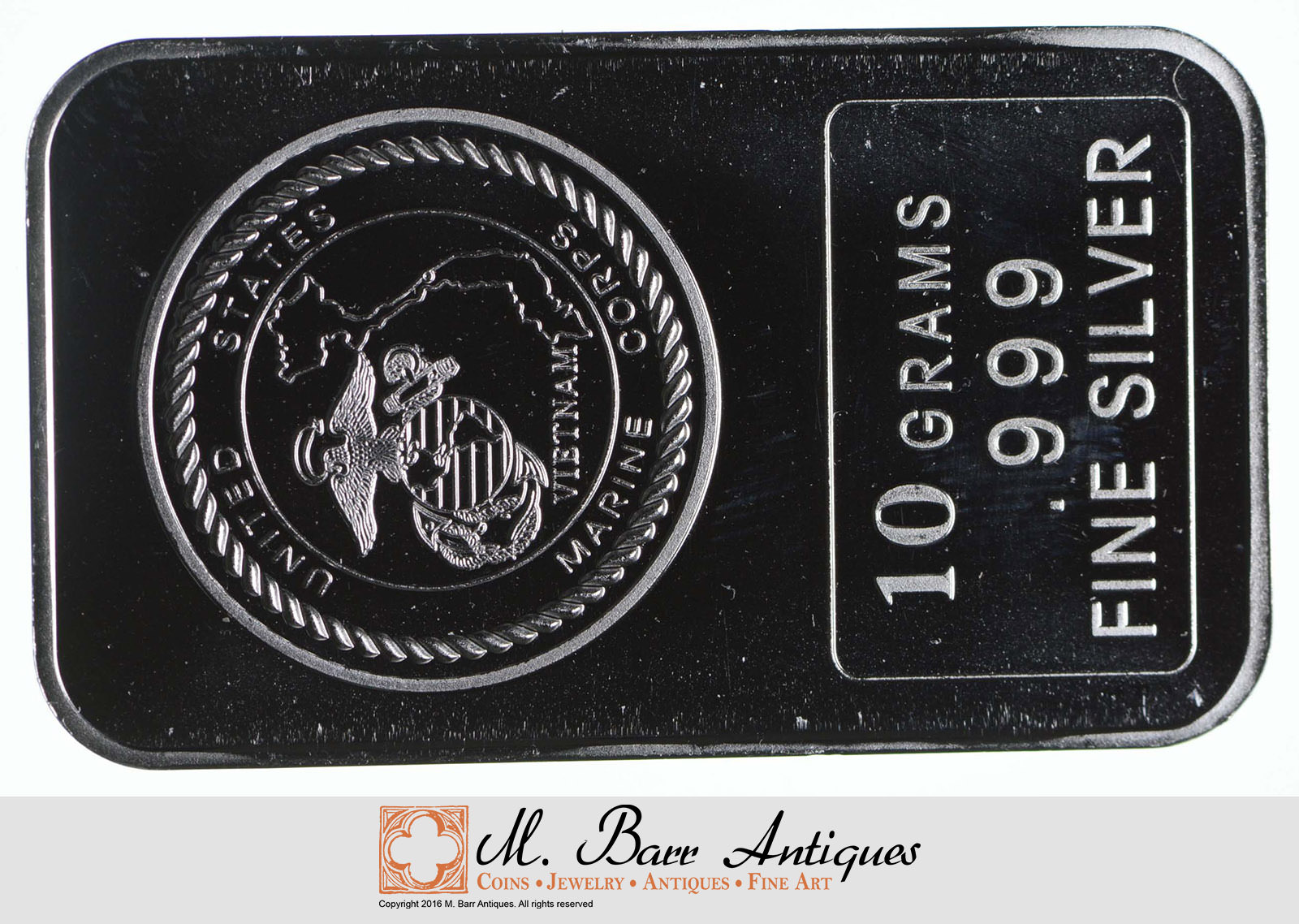 Rare Silver 10 Grams Marine Corps Bar .999 Fine Silver | Property Room