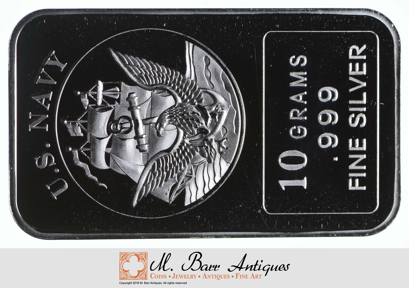 Rare Silver 10 Grams U.S. Navy Bar .999 Fine Silver | Property Room