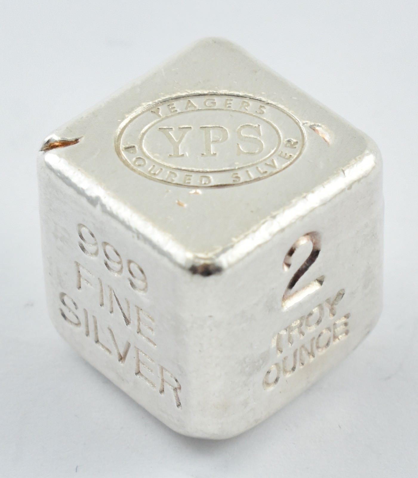 Rare Silver 2 Troy Oz. Yeagers Poured Silver Silver Bar.999 Fine Silver ...