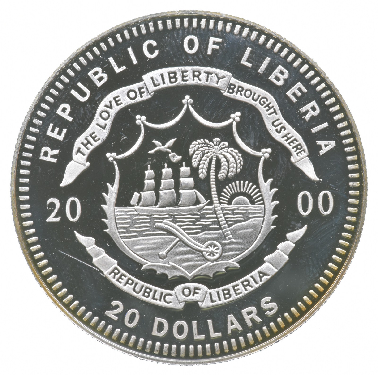 Rare Silver 20.1 Grams 2000 Liberia 20 Dollars.999 Fine Silver ...