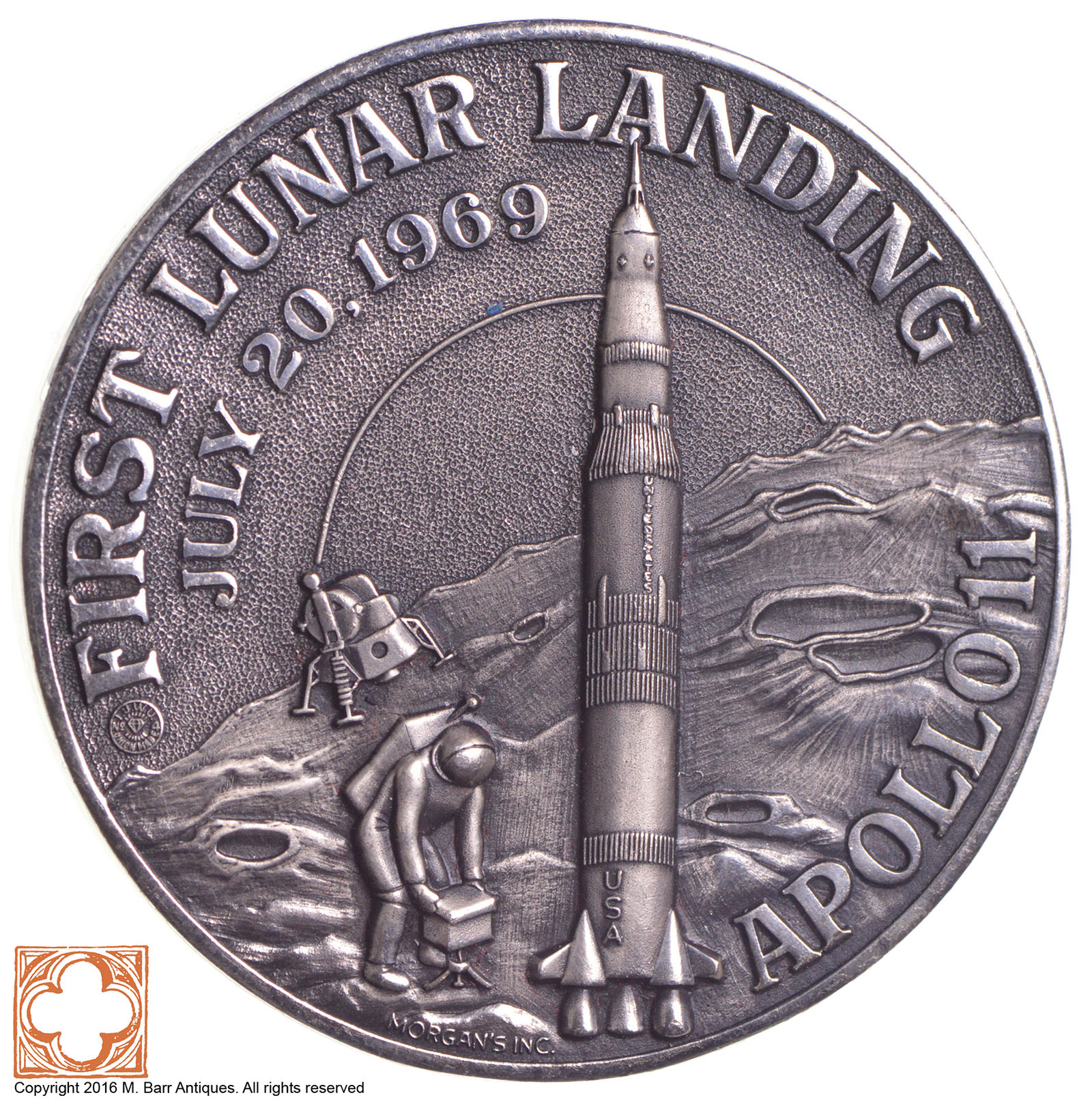 Rare Silver 96.8 Grams First Lunar Landing Round .999 Fine Silver ...