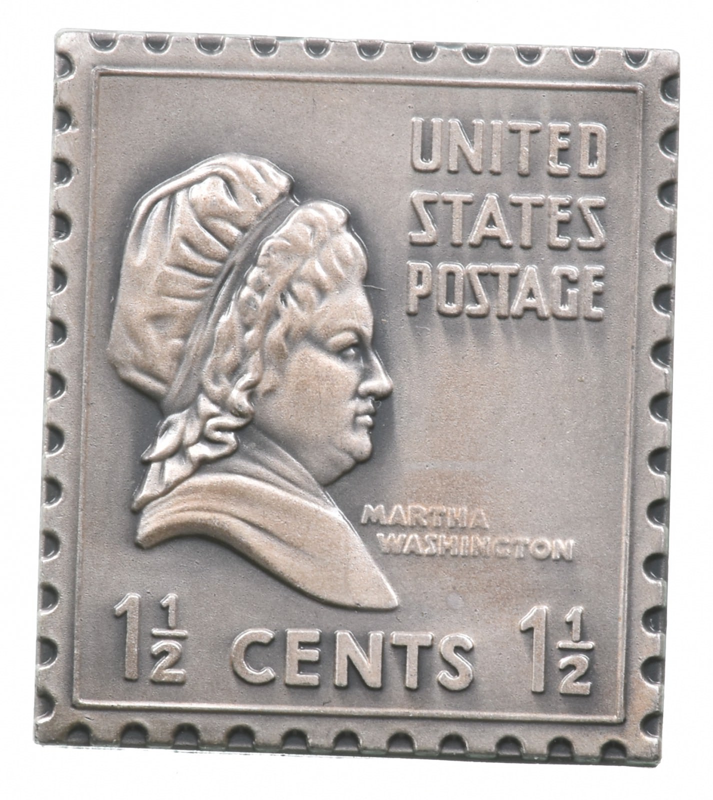 Rare Silver 9.9 Grams 1 1/2 Cents U.S. Post Stamp - Martha Washington ...