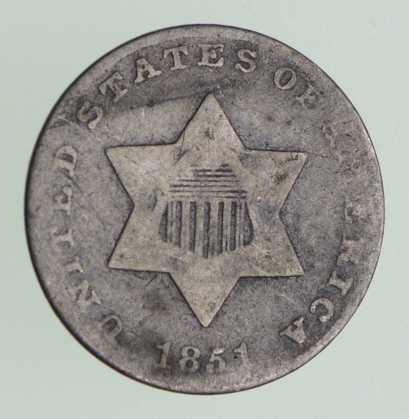 RARE Silver Trime - 1851 Three Cent Silver - 3 Cent Early US Coin ...