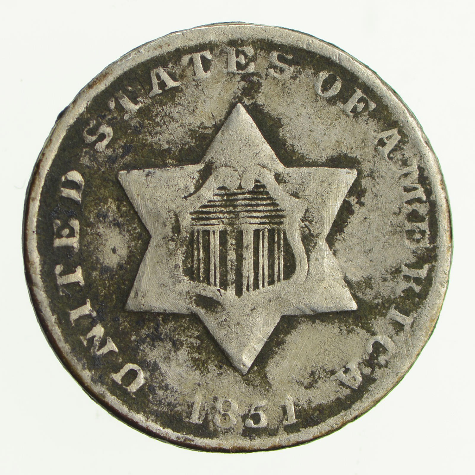 RARE Silver Trime - 1851 Three Cent Silver - 3 Cent Early US Coin ...