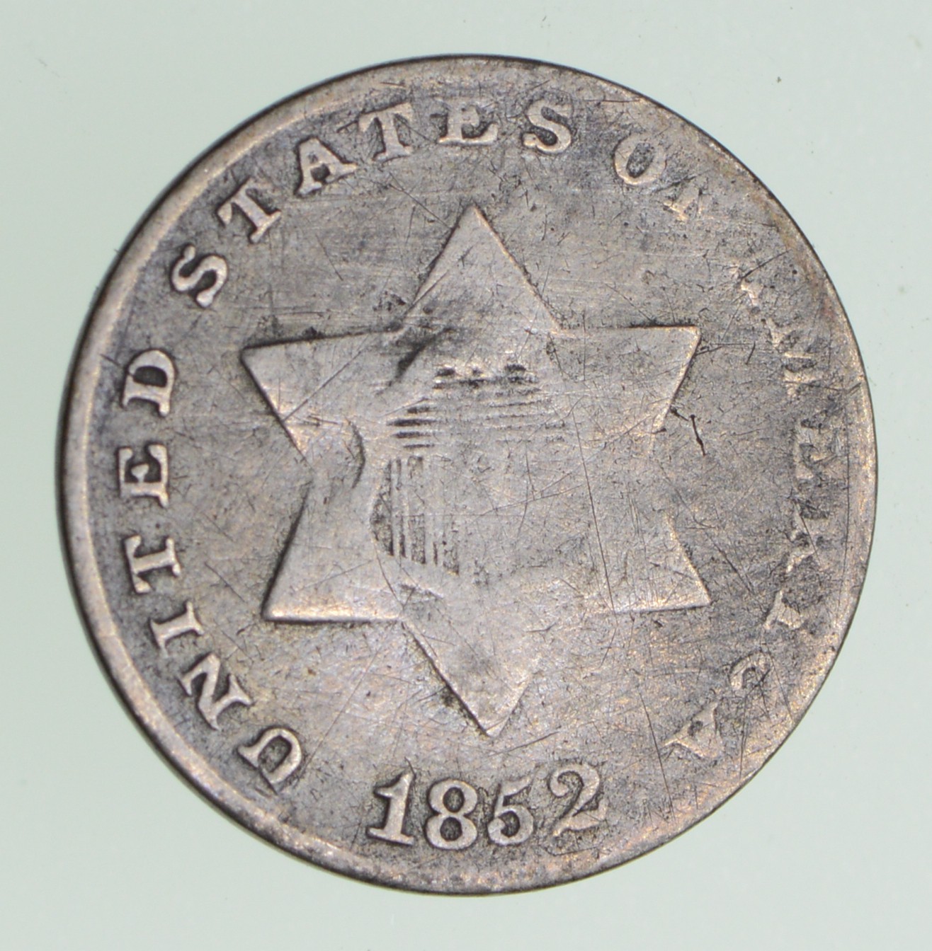 RARE Silver Trime - 1852 Three Cent Silver - 3 Cent Early US Coin ...