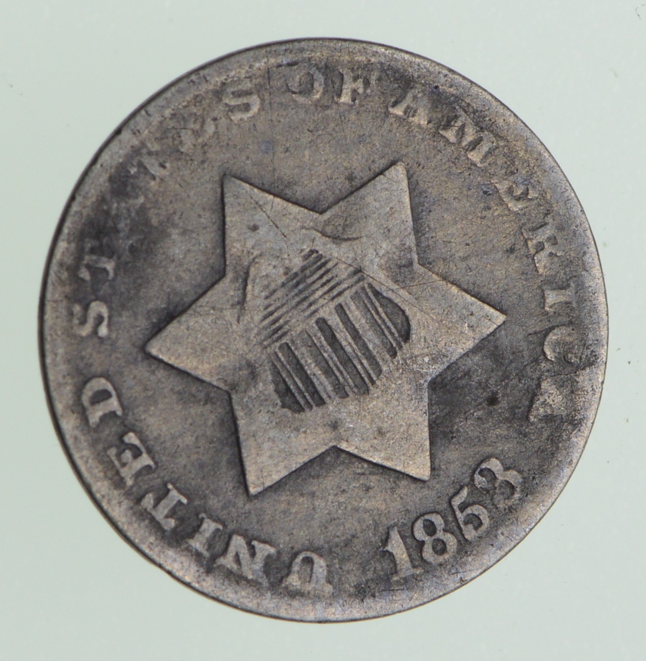 RARE Silver Trime - 1853 Three Cent Silver - 3 Cent Early US Coin ...