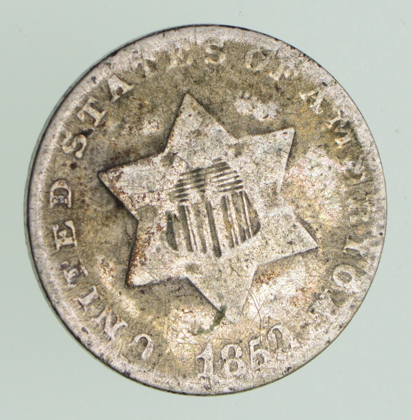 RARE Silver Trime 1853 Three Cent Silver 3 Cent Early US Coin RARE Silver Trime 1853 Three Cent Silver 3 Cent Early US Coin