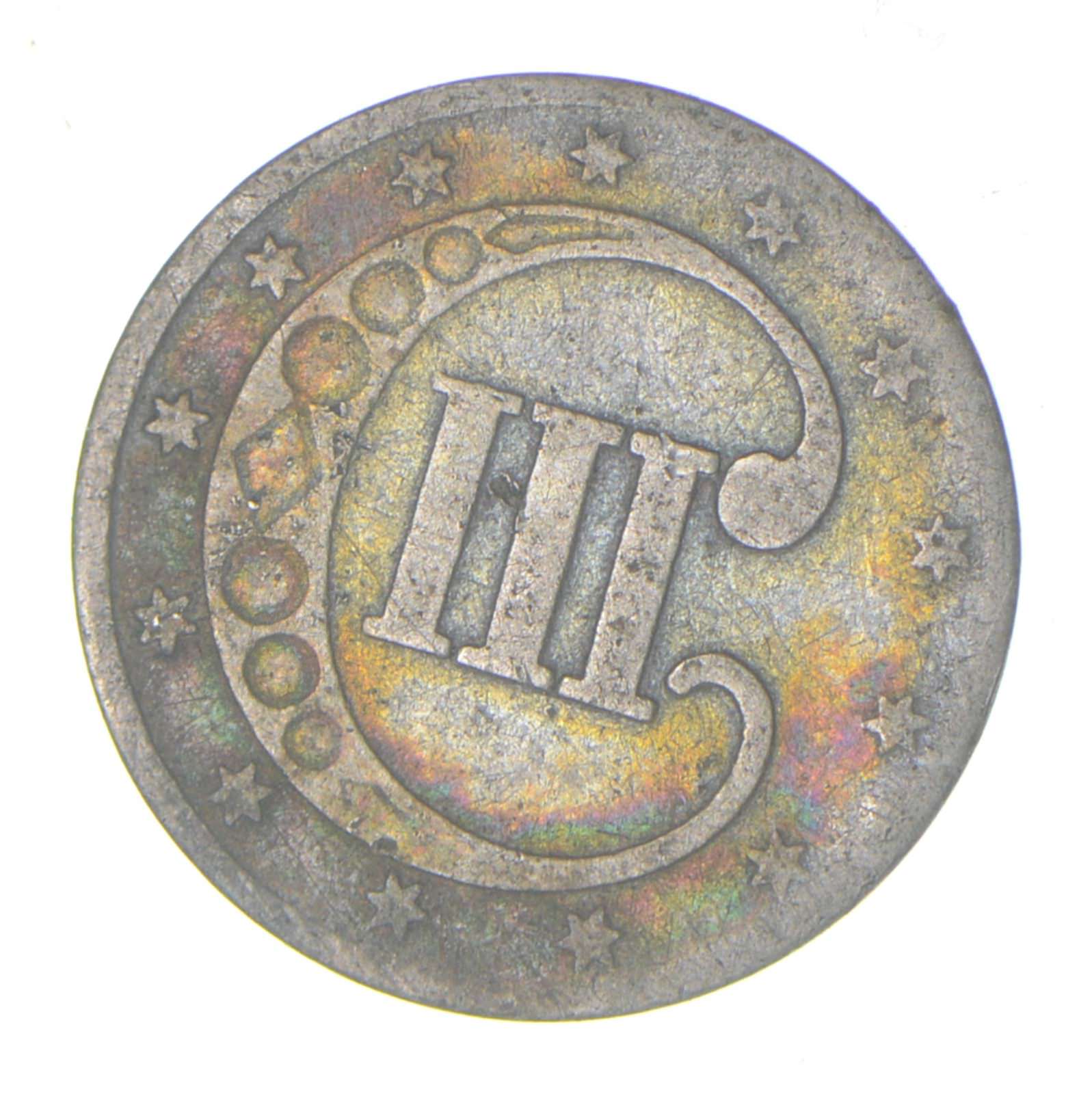 RARE Silver Trime - 1853 Three Cent Silver - 3 Cent Early US Coin ...