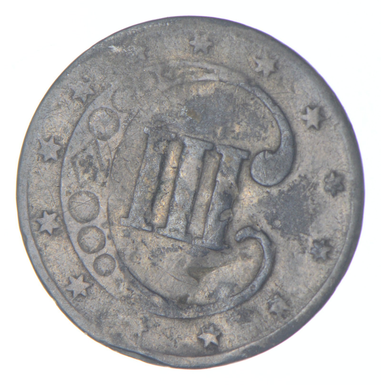 RARE Silver Trime - 1853 Three Cent Silver - 3 Cent Early US Coin ...