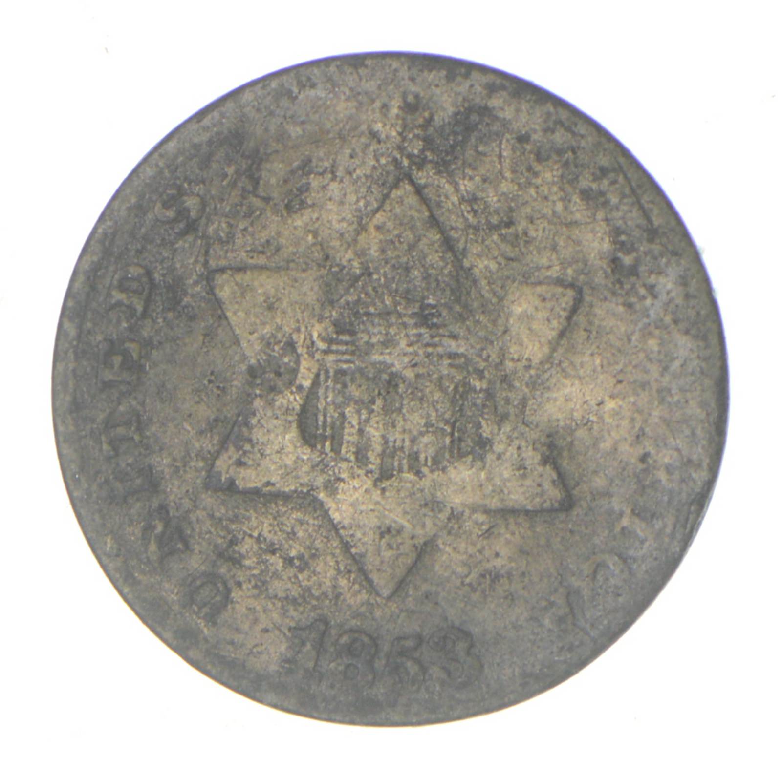 RARE Silver Trime - 1853 Three Cent Silver - 3 Cent Early US Coin ...