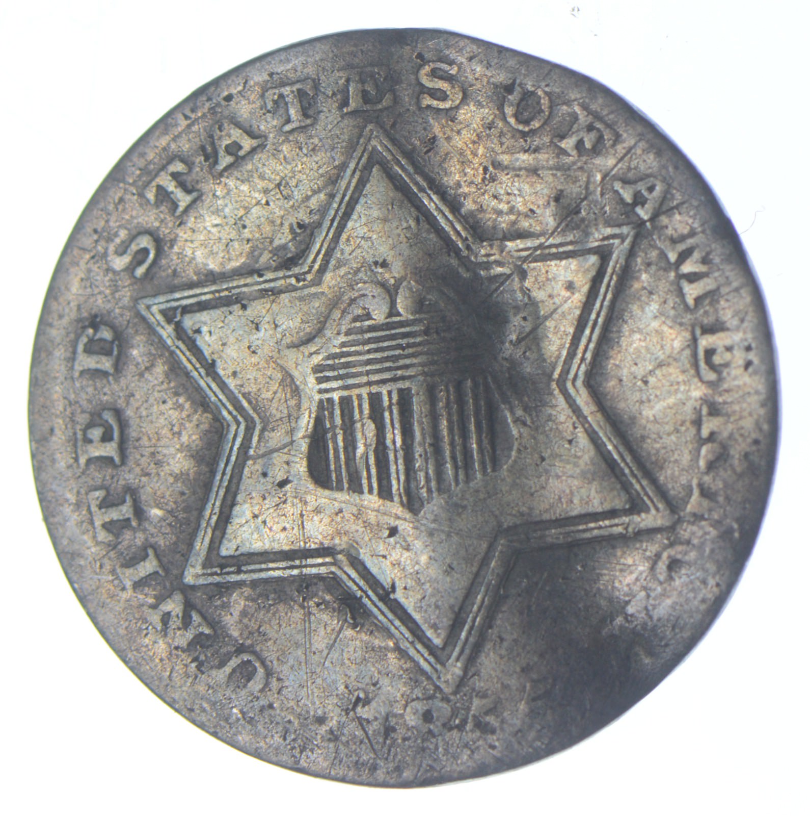 RARE Silver Trime - 1855 Three Cent Silver - 3 Cent Early US Coin ...