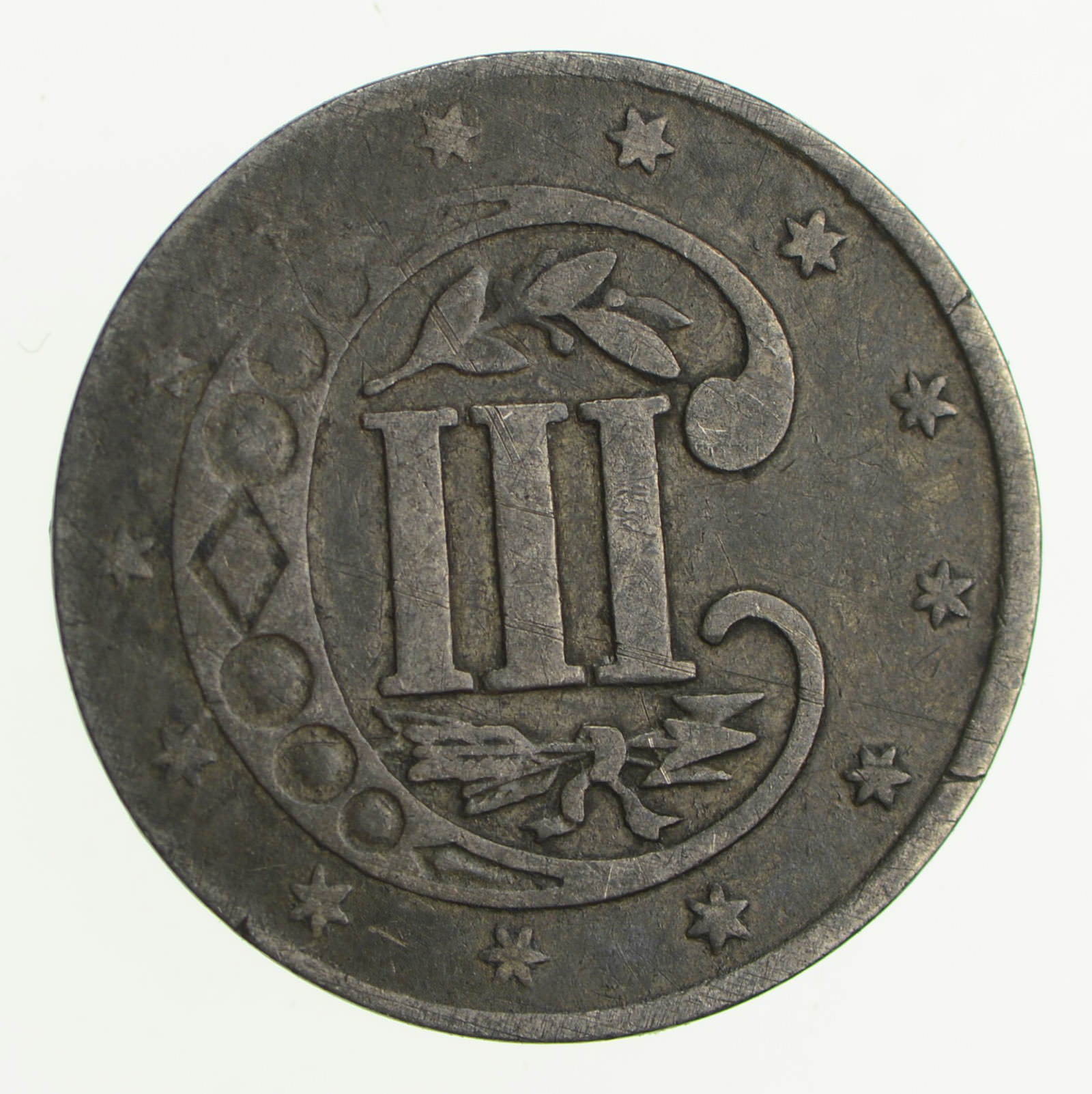 RARE Silver Trime - 1858 Three Cent Silver - 3 Cent Early US Coin ...