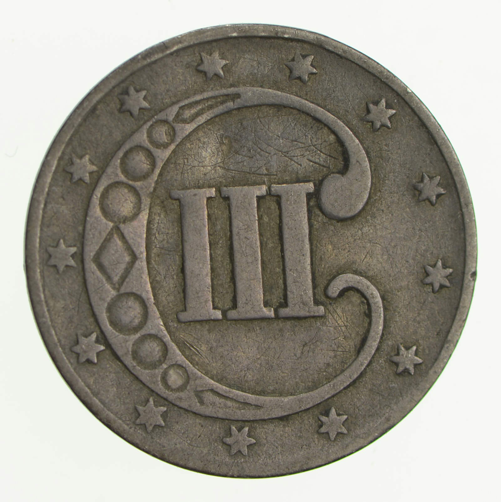 RARE Silver Trime - 1858 Three Cent Silver - 3 Cent Early US Coin ...