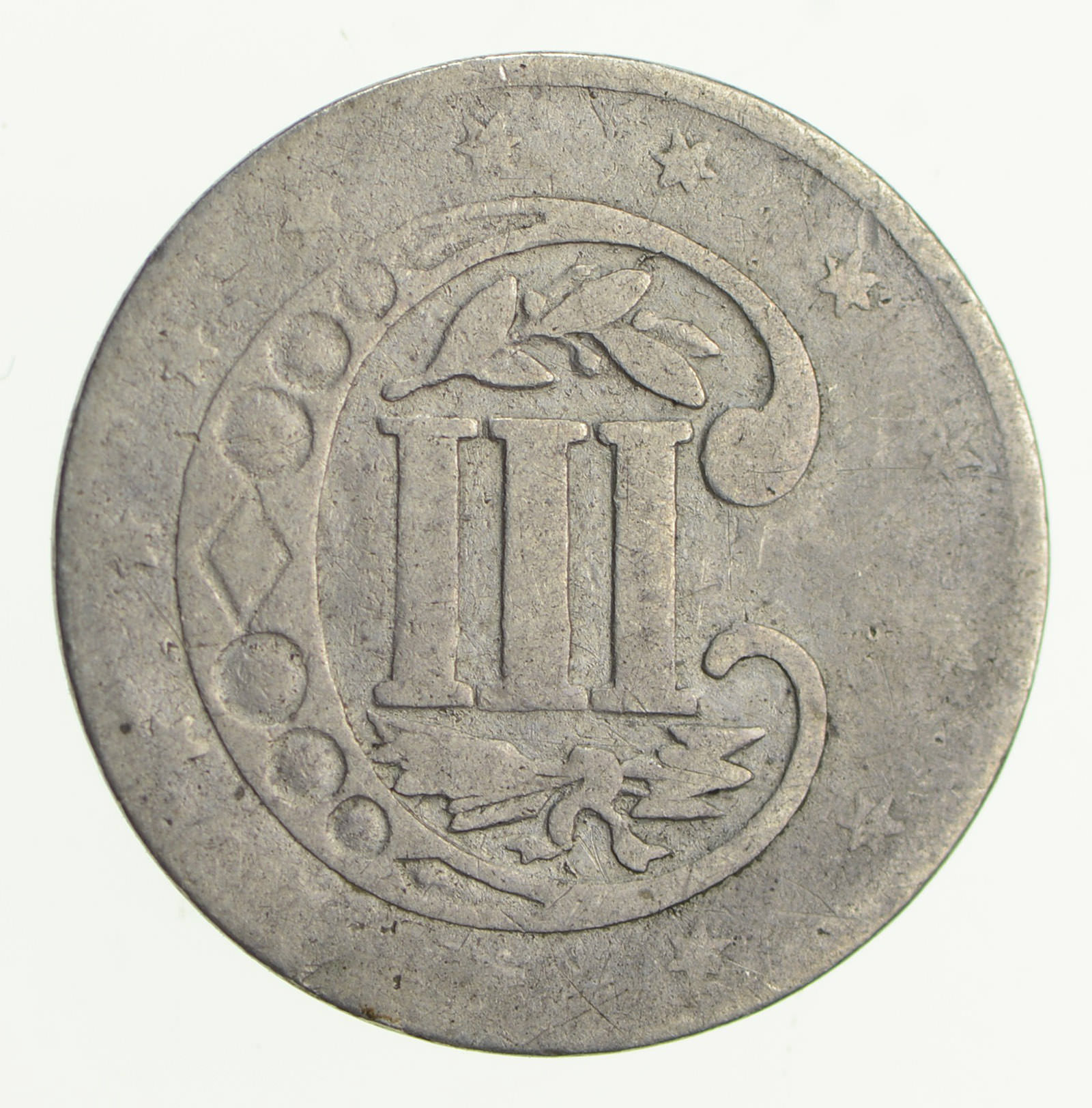 RARE Silver Trime - 1858 Three Cent Silver - 3 Cent Early US Coin ...