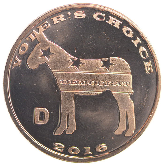 Republican Democrat - Voters Choice - One Oz .999 Fine Copper Round ...