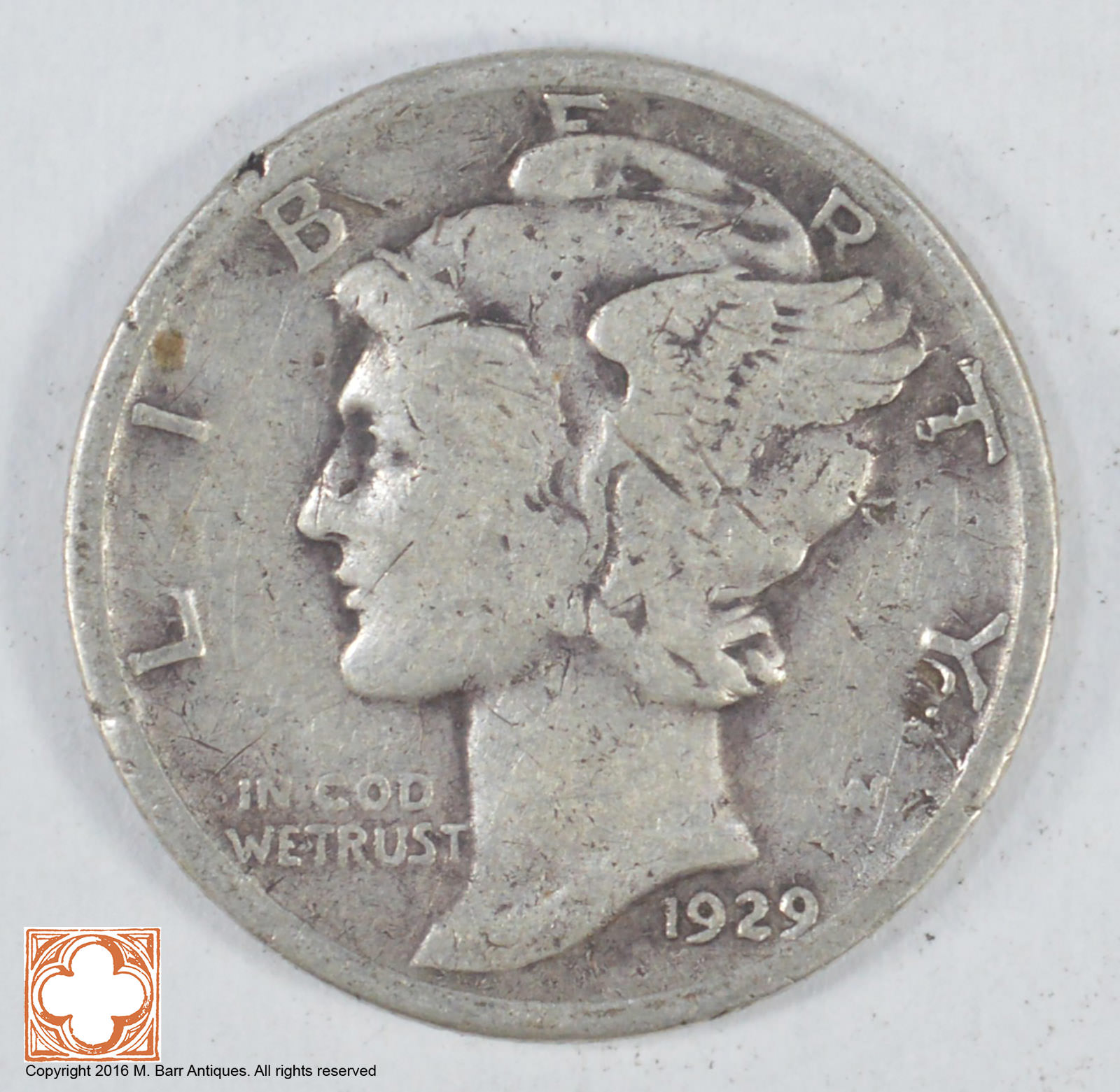 Roaring 1920'S - 1929 Mercury Liberty Head Silver Dime | Property Room