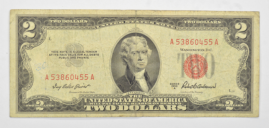Robert B Anderson Secretary Of The Treasury 1953-A $2.00 Red Seal US ...