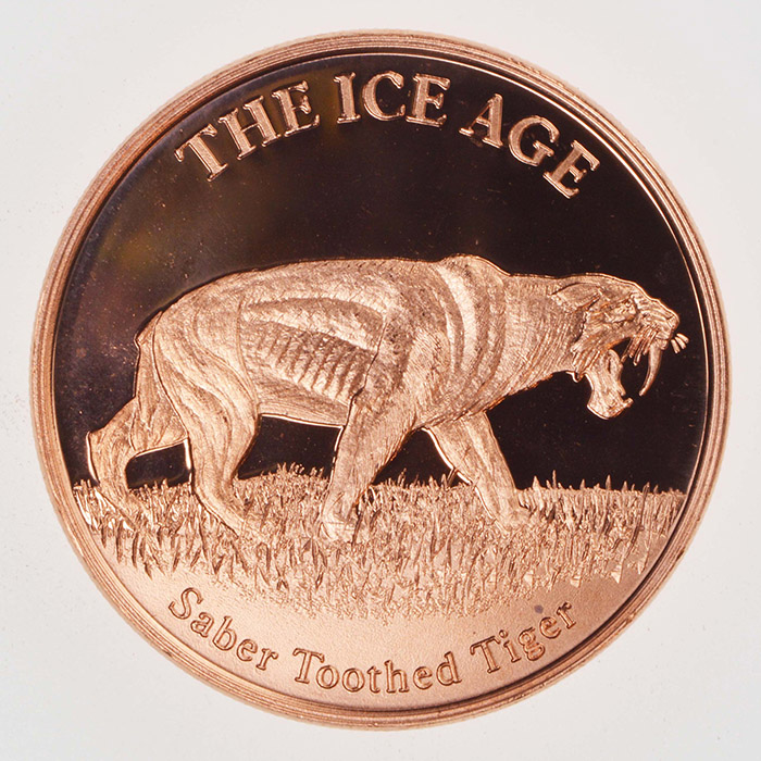 Saber Tooth Tiger - Ice Age Series - 1 Oz .999 Fine Copper Round ...