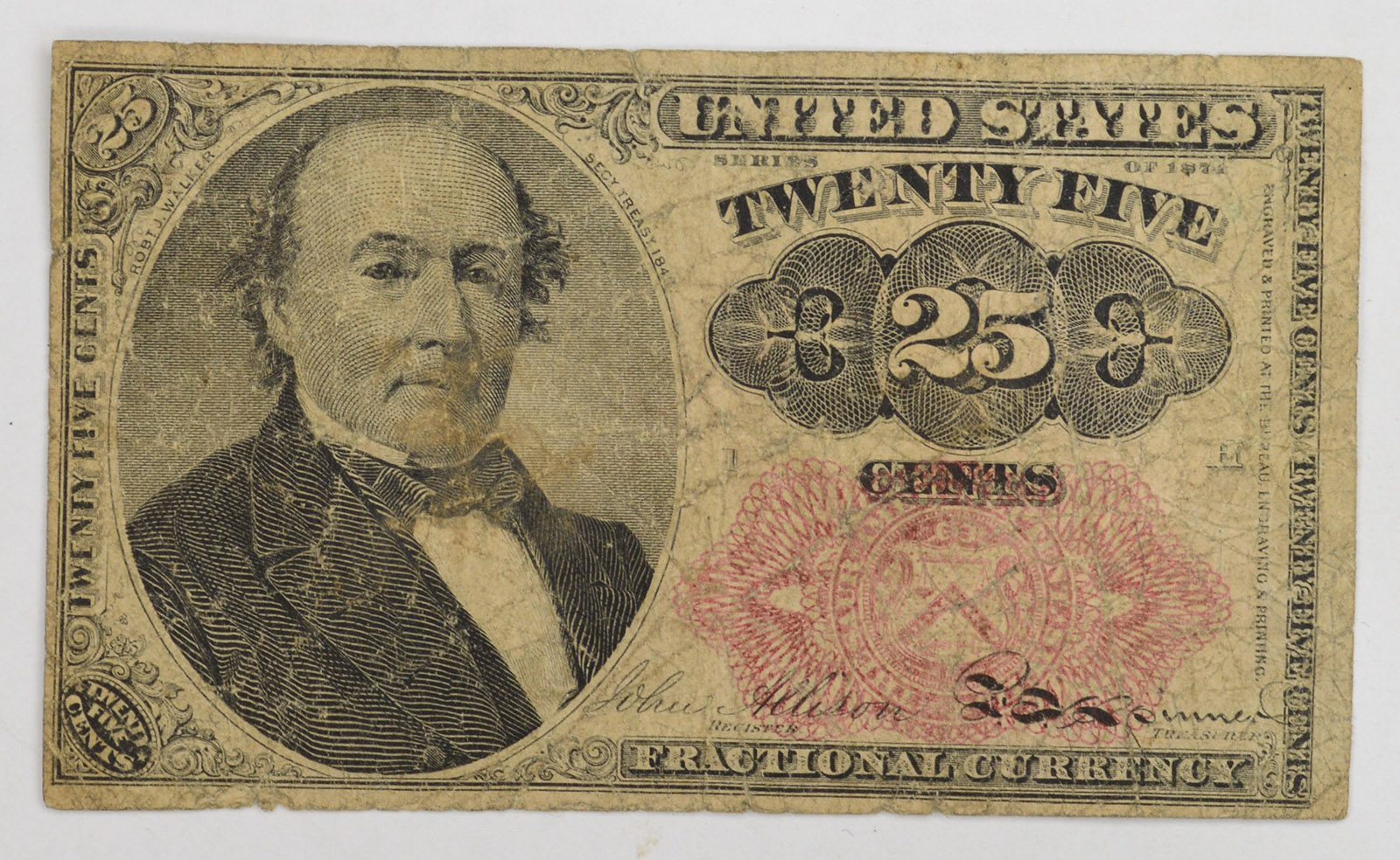 SCARCE - 1874 $0.25 Fractional Currency Fifth Issue 25 Cent Note ...