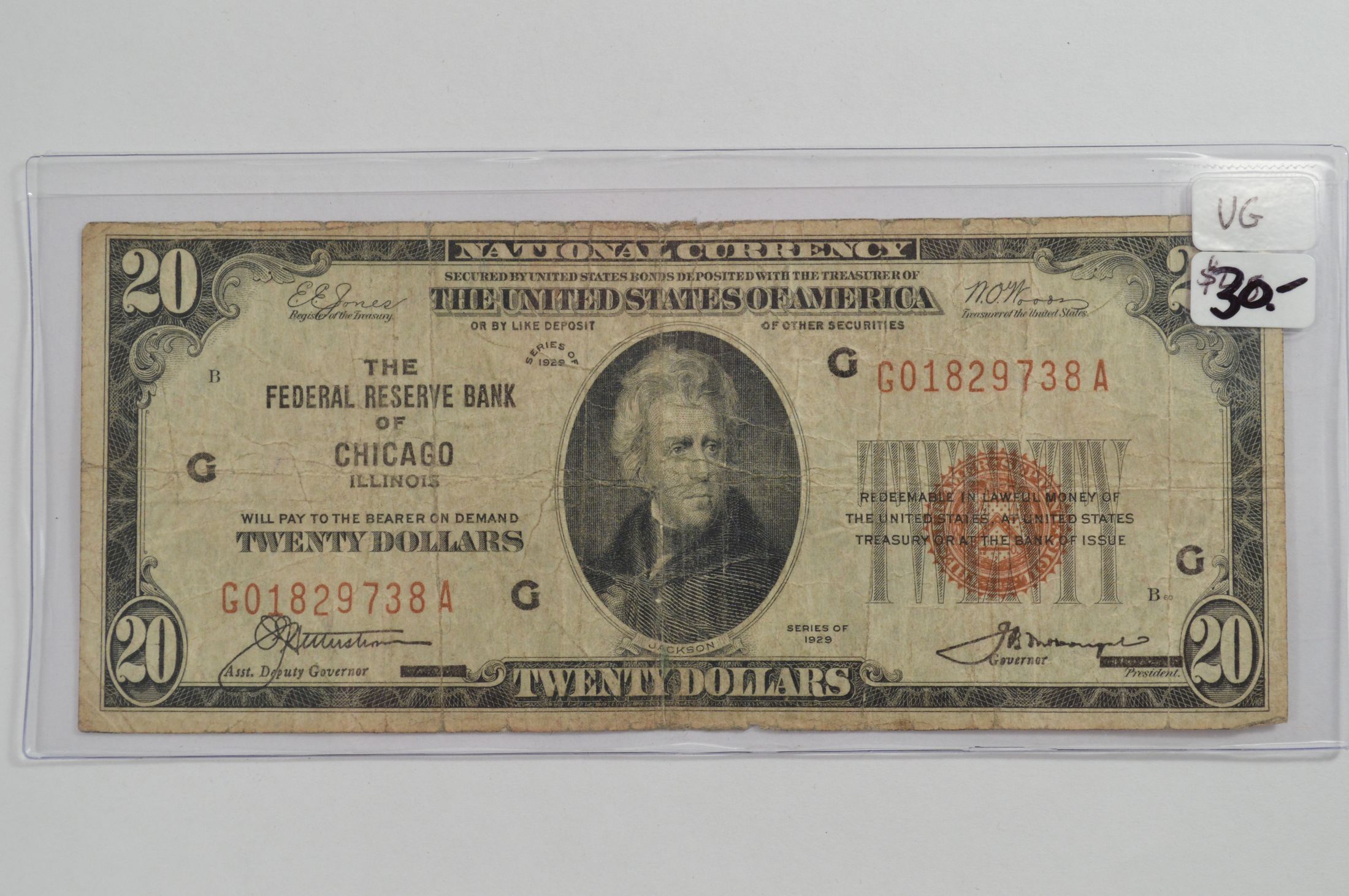 Series 1929 $20 Dollar National Currency Note Chicago, Illinois ...