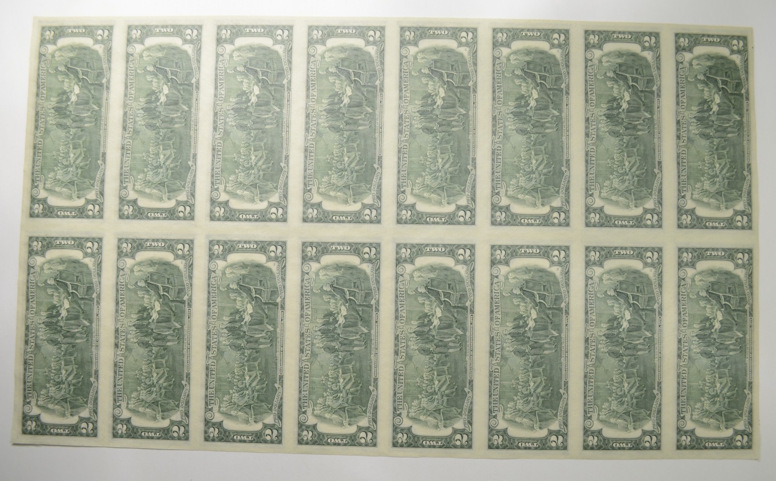 Sheet Of 16 1976 Dallas, Texas $2 Federal Reserve Notes - Uncut Sheet ...