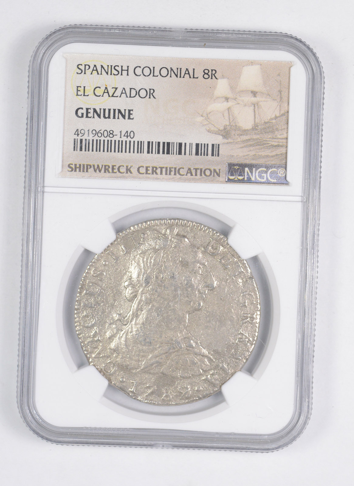 SHIP WRECK El Cazador 1782 Spanish Colonial - 8 Real Silver NGC Pillar ...