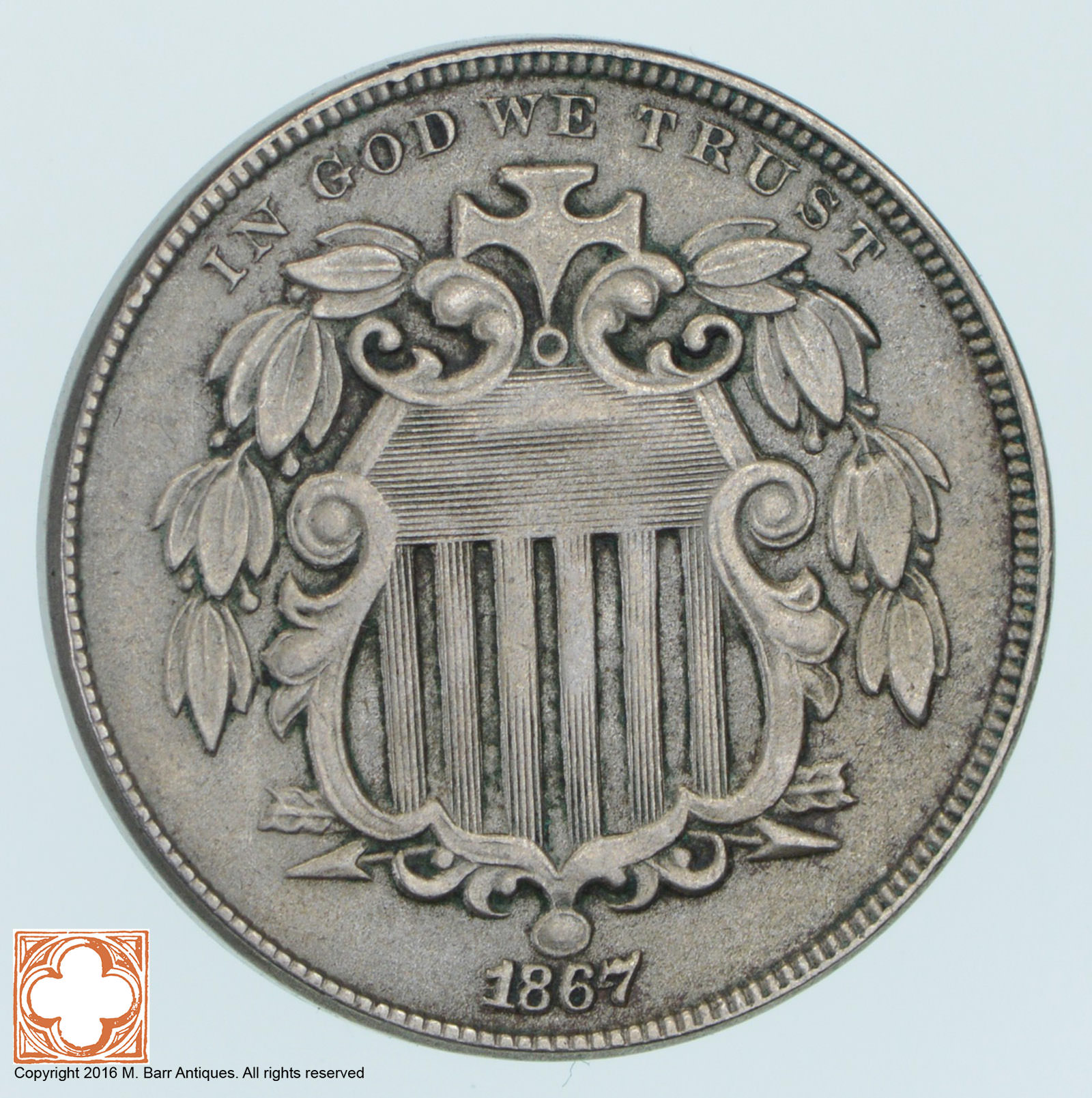 SHOWCASE: 1867 Shield Nickel - Without Rays | Property Room