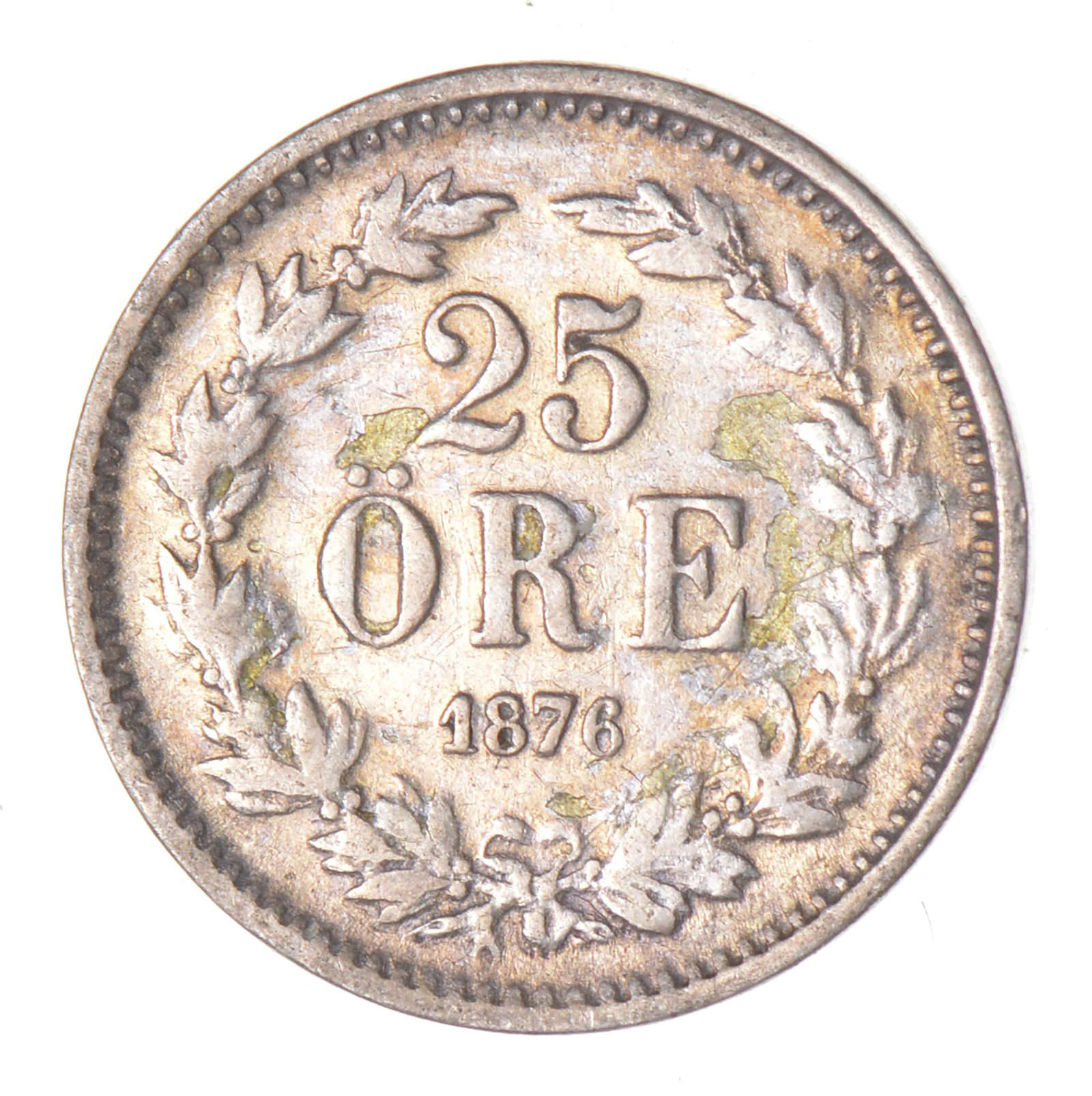 SILVER - 1876 Sweden 25 Ore - World Silver Coin | Property Room
