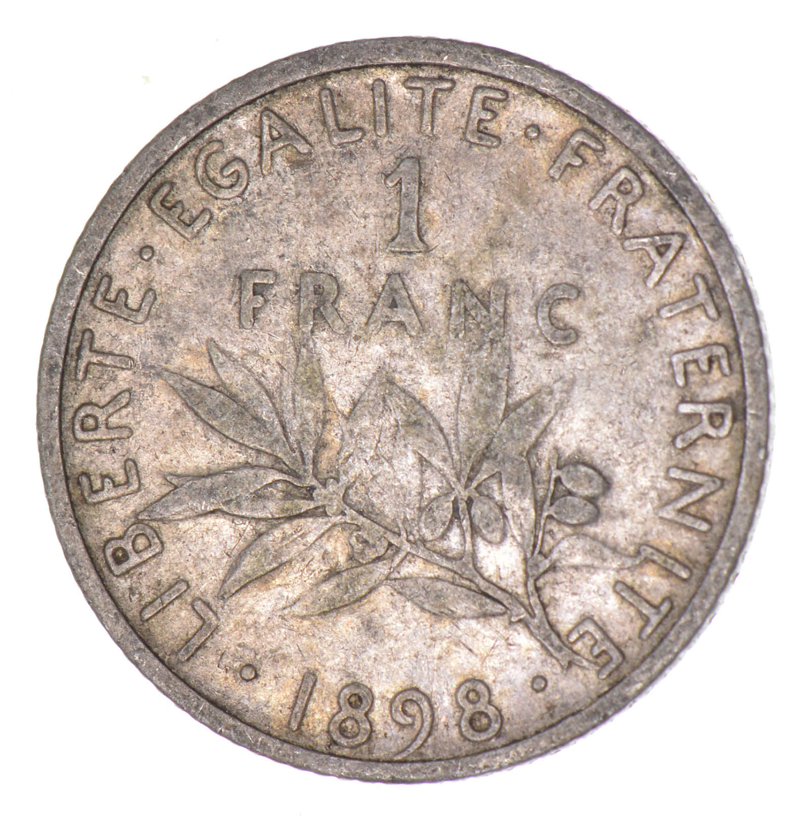SILVER - 1898 France 1 Franc - World Silver Coin 4.9 Grams | Property Room
