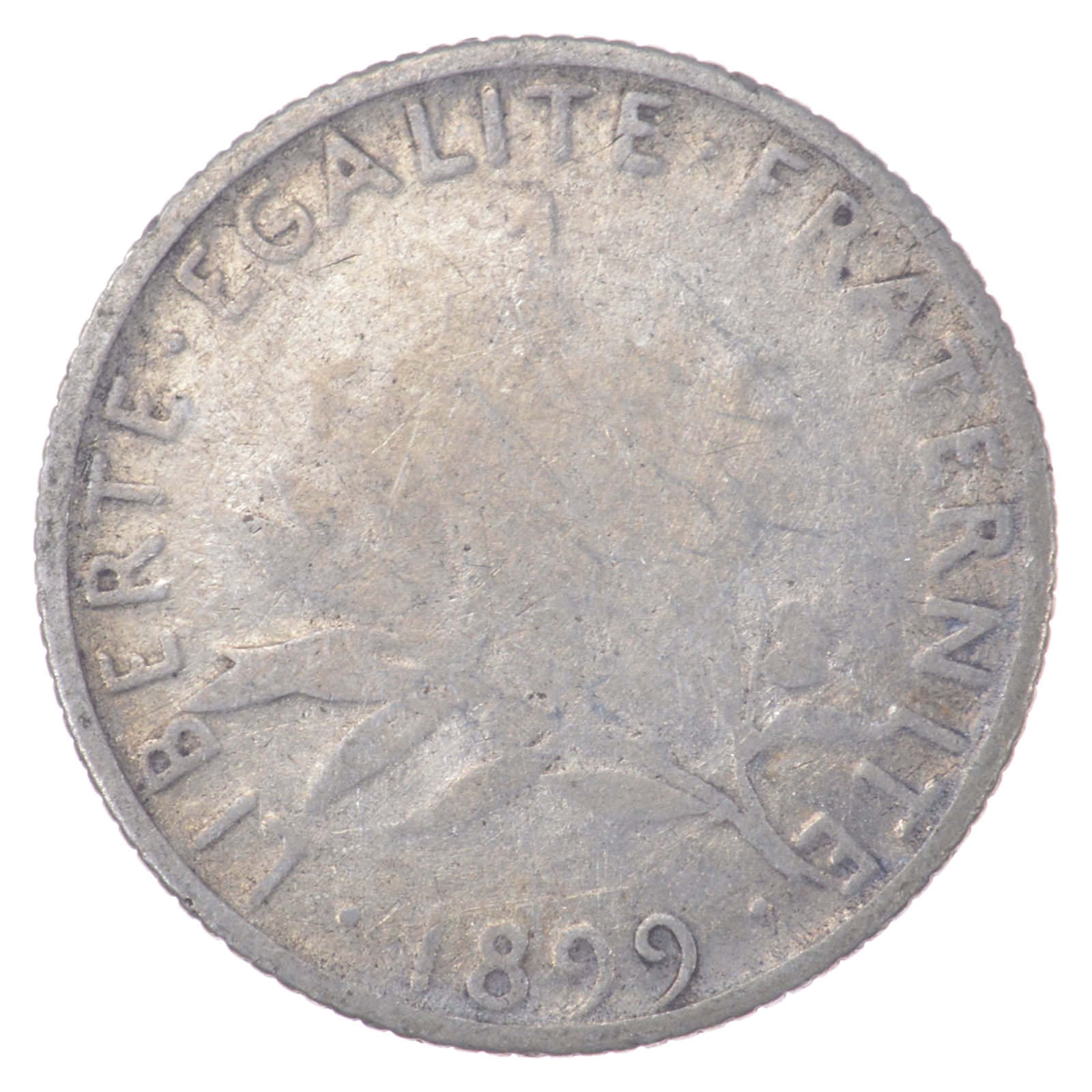 SILVER - 1899 France 1 Franc - World Silver Coin 4.8 Grams | Property Room