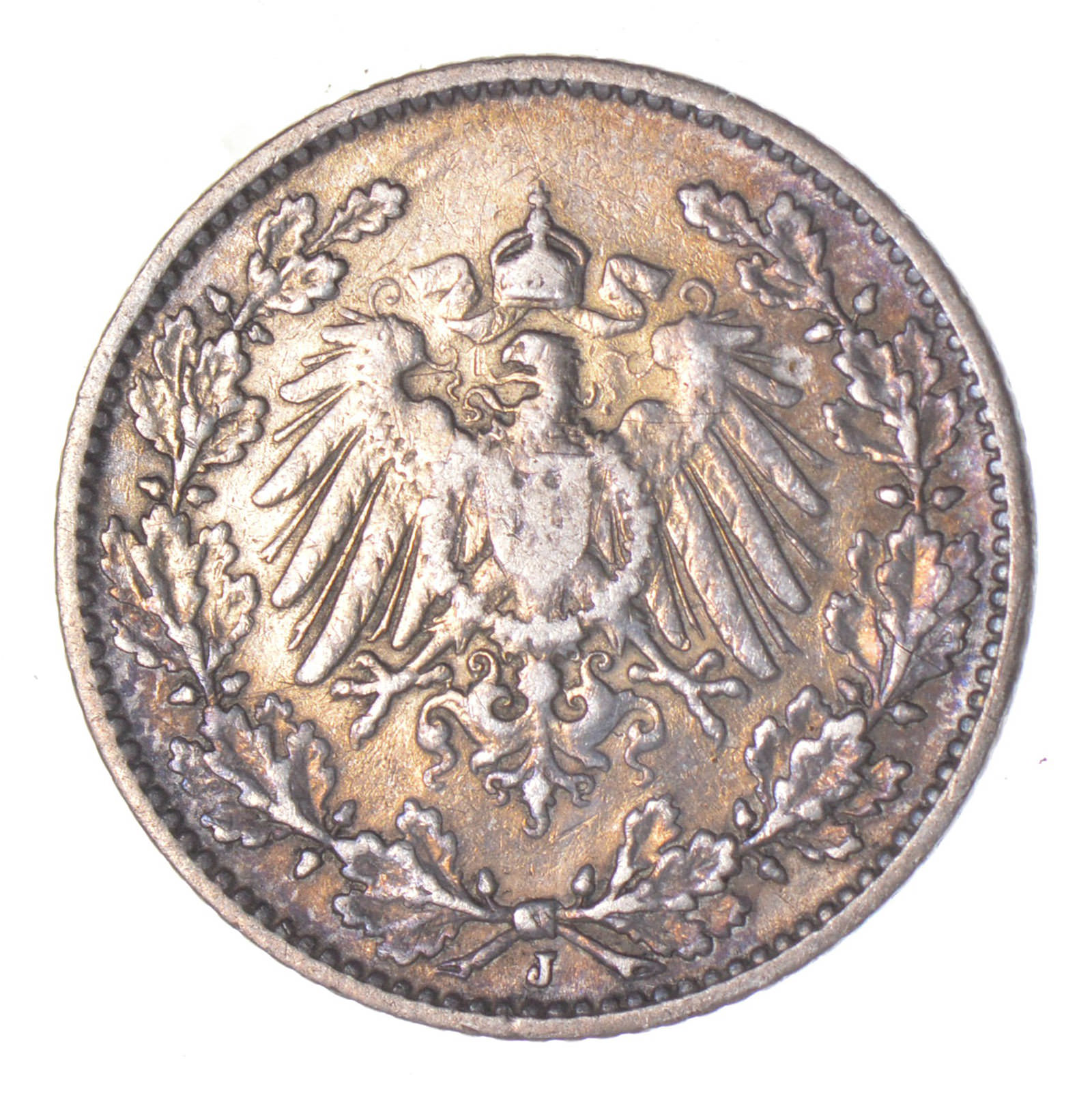 SILVER - 1908 Germany 1/2 Mark - World Silver Coin | Property Room