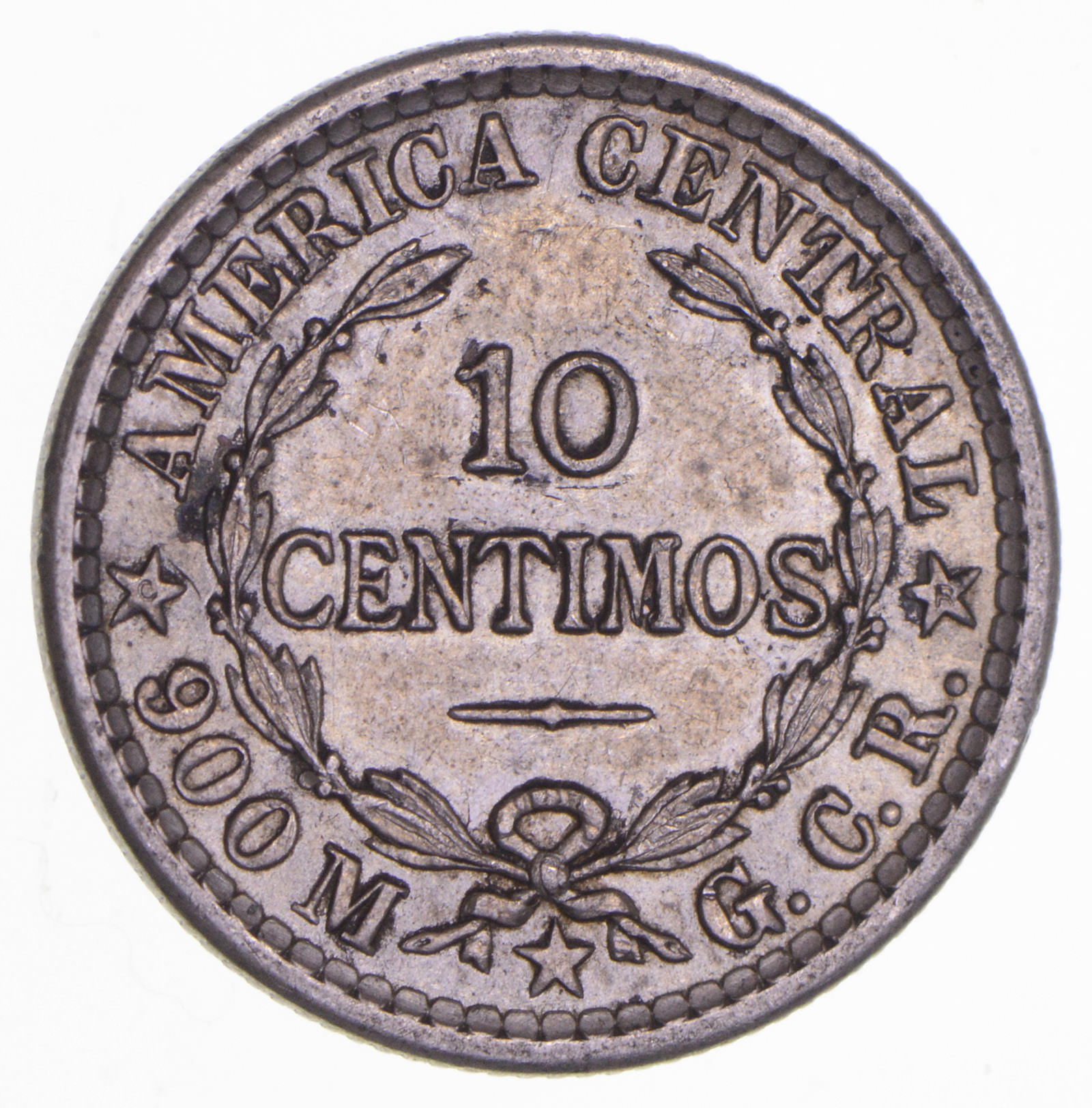 SILVER - 1910 Costa Rica 10 Centimos - World Silver Coin | Property Room