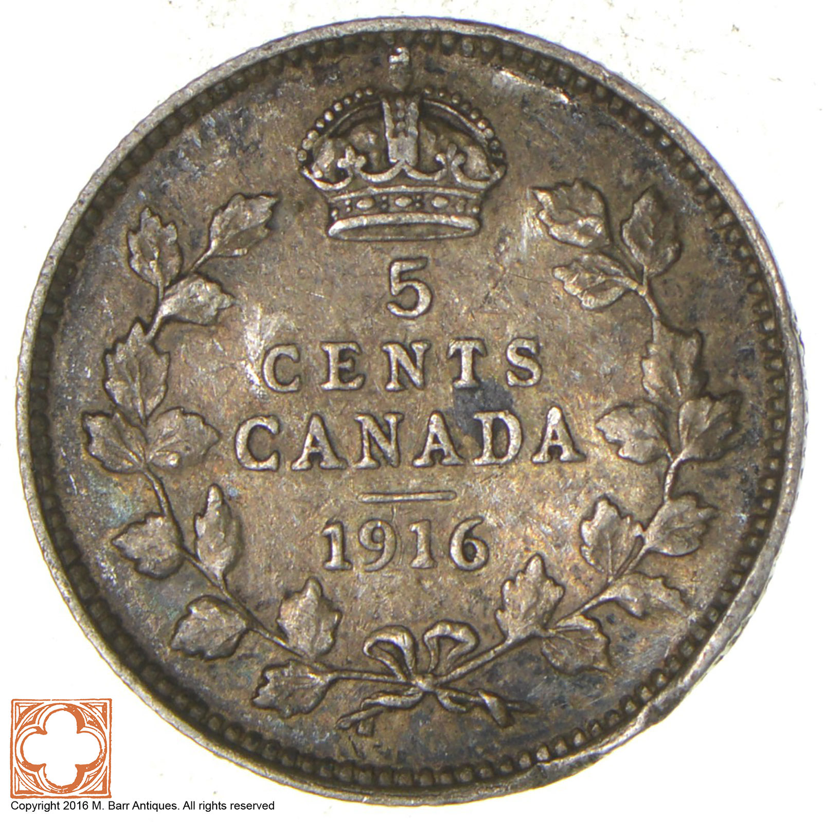 SILVER - 1916 - Canada - 5 Cents - World Silver Coin | Property Room