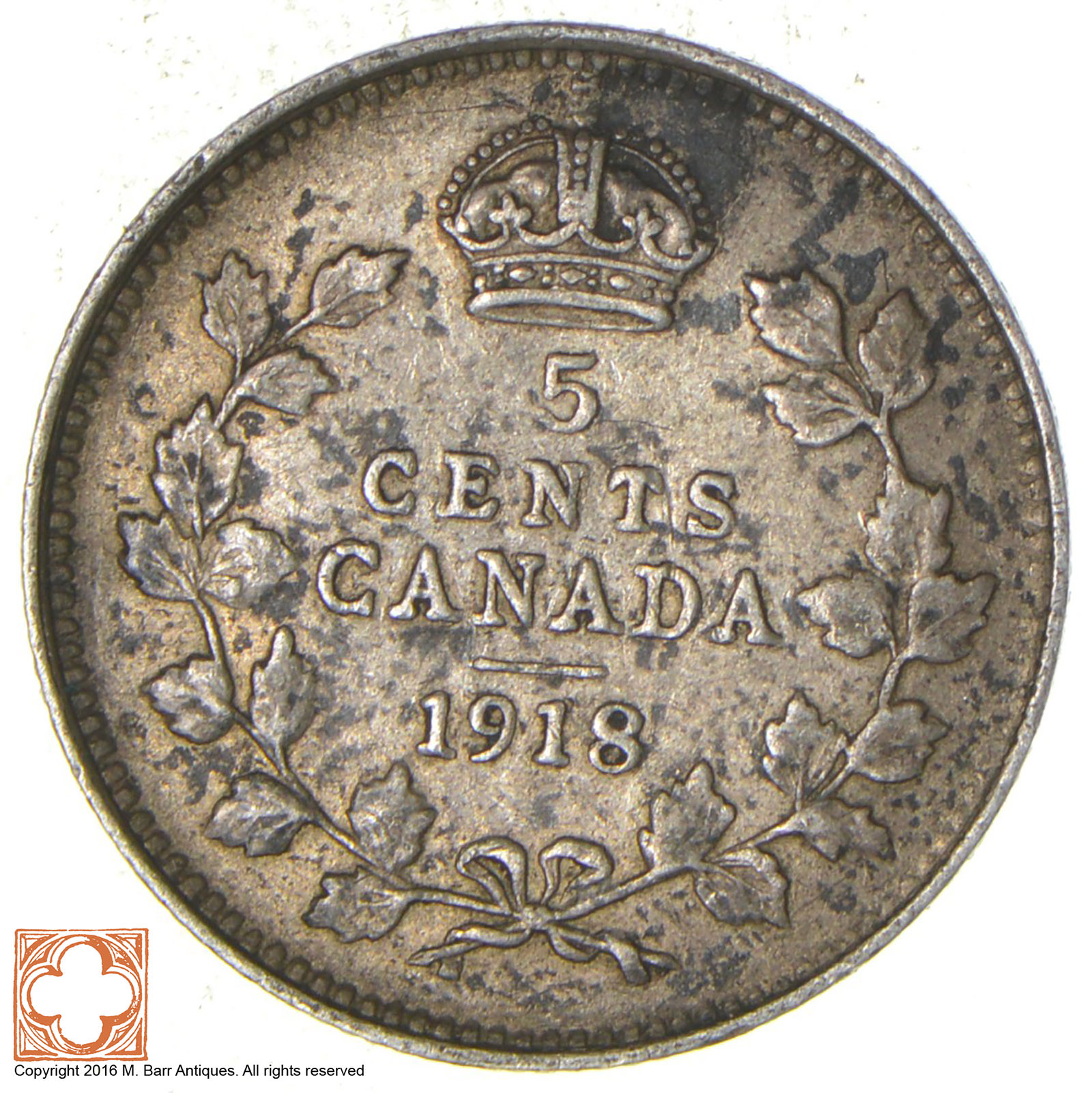 SILVER - 1918 - Canada - 5 Cents - World Silver Coin | Property Room