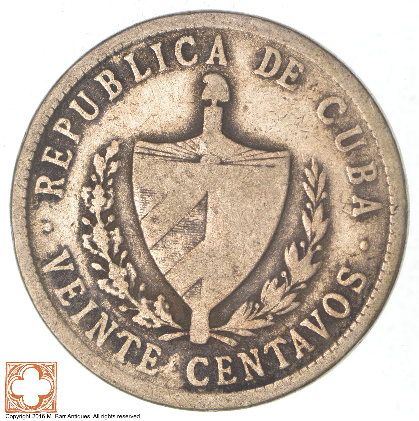 SILVER - 1920 Cuba 20 Centavos - World Silver Coin 4.9 Grams ...