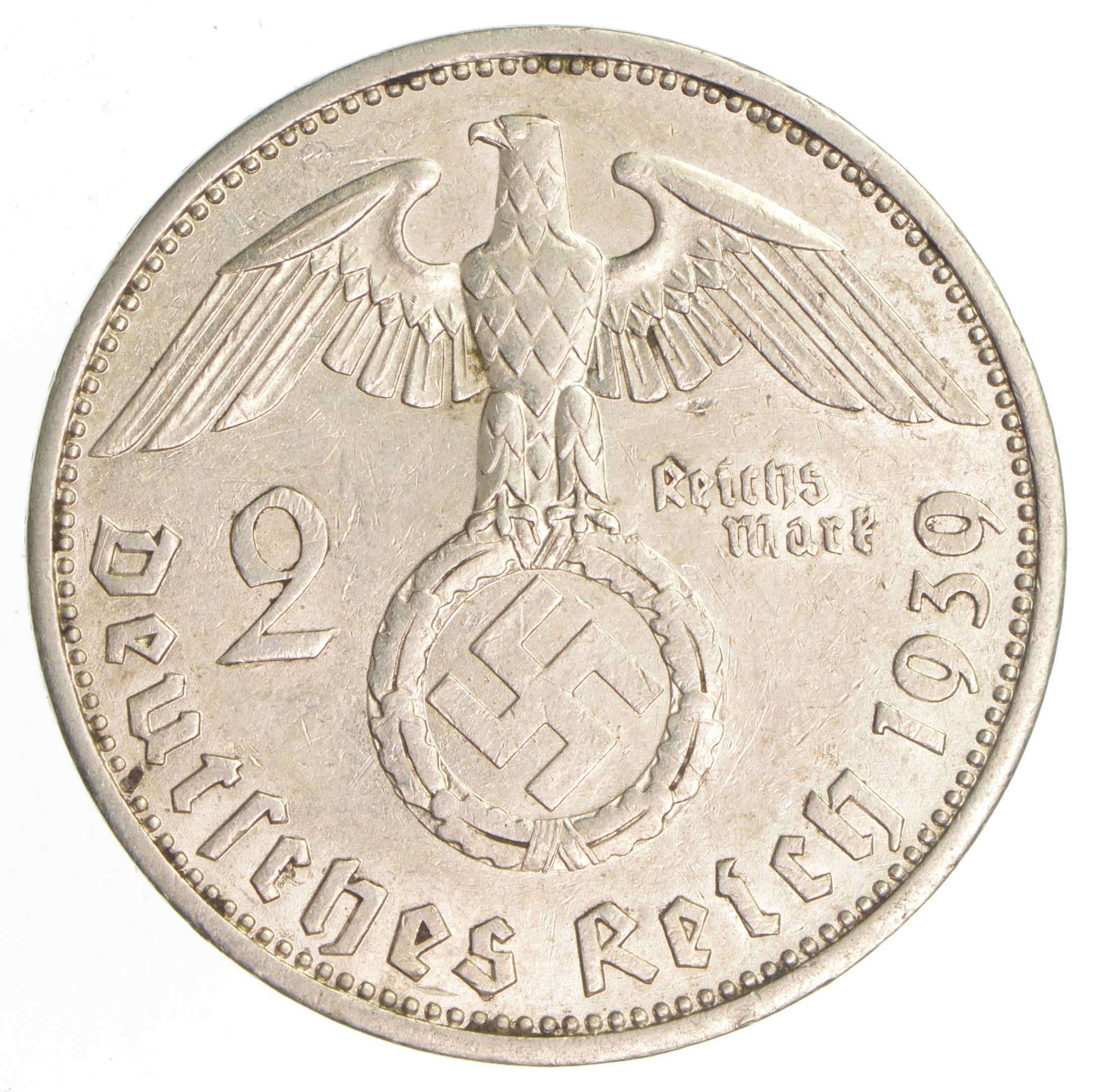 Silver 1939 Nazi Germany 2 Reichs Mark | Property Room