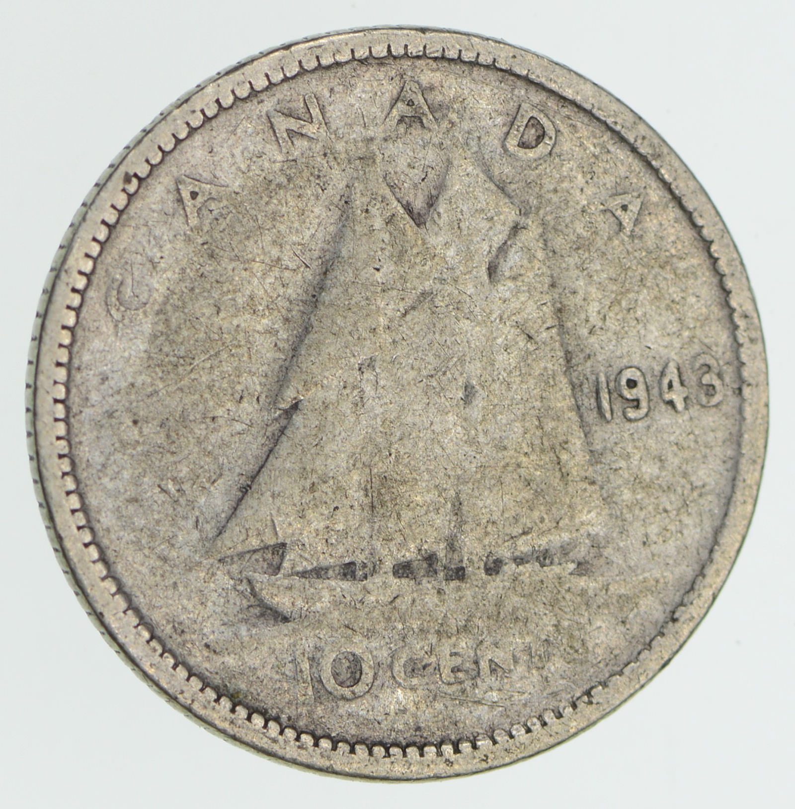 SILVER - 1943 Canada 10 Cents - World Silver Coin | Property Room