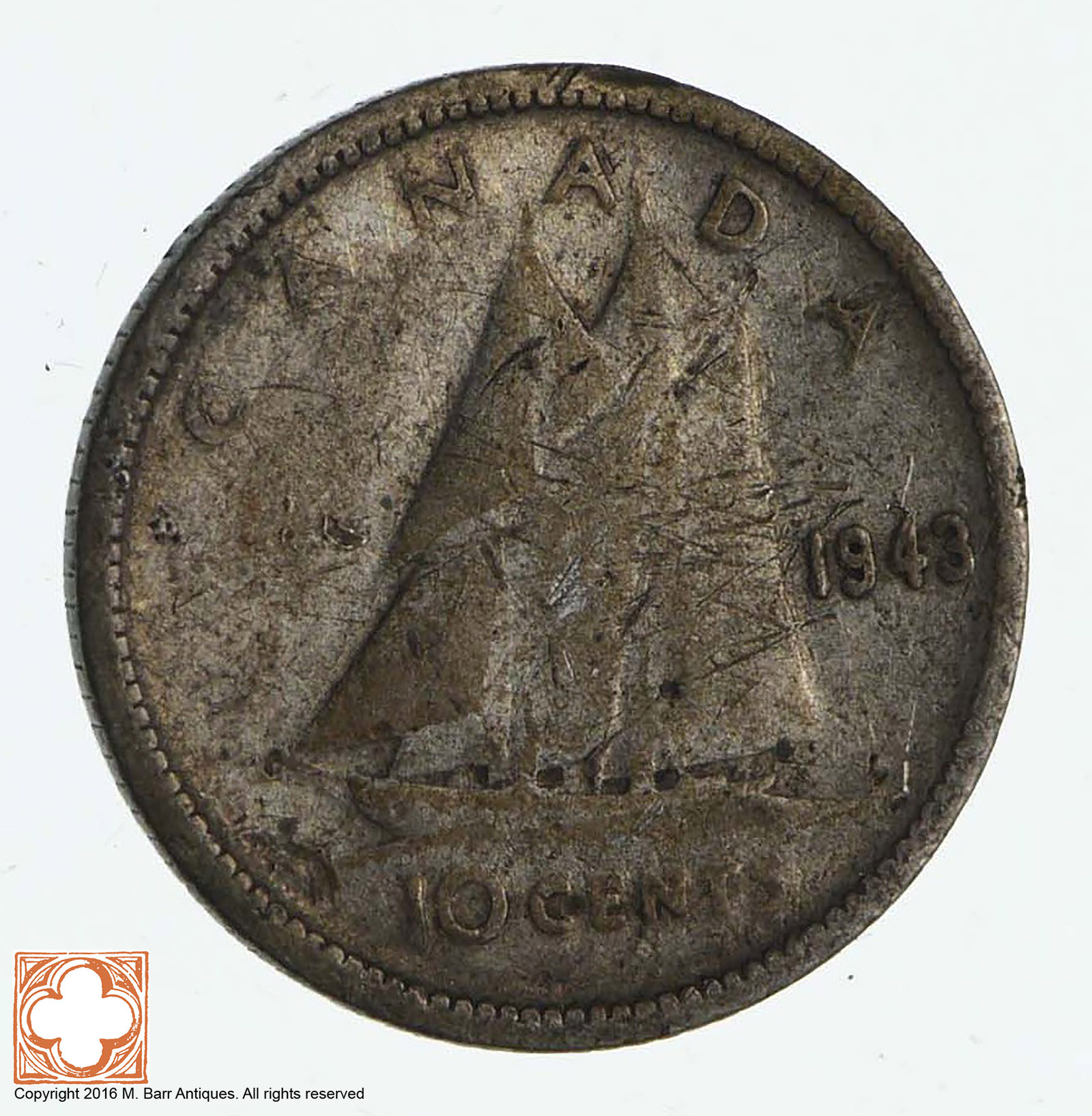 SILVER - 1943 Canada 10 Cents - World Silver Coin | Property Room